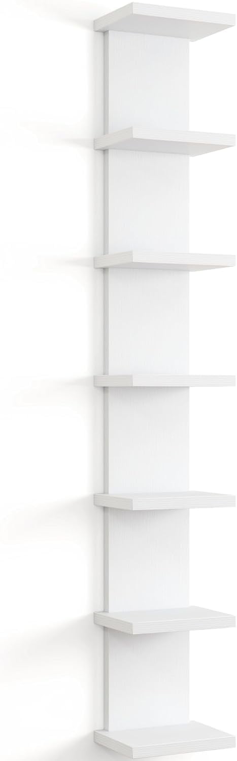 Fun Memories 7 Tier Wall Shelf Unit, Decorative Wall Mount Vertical ...