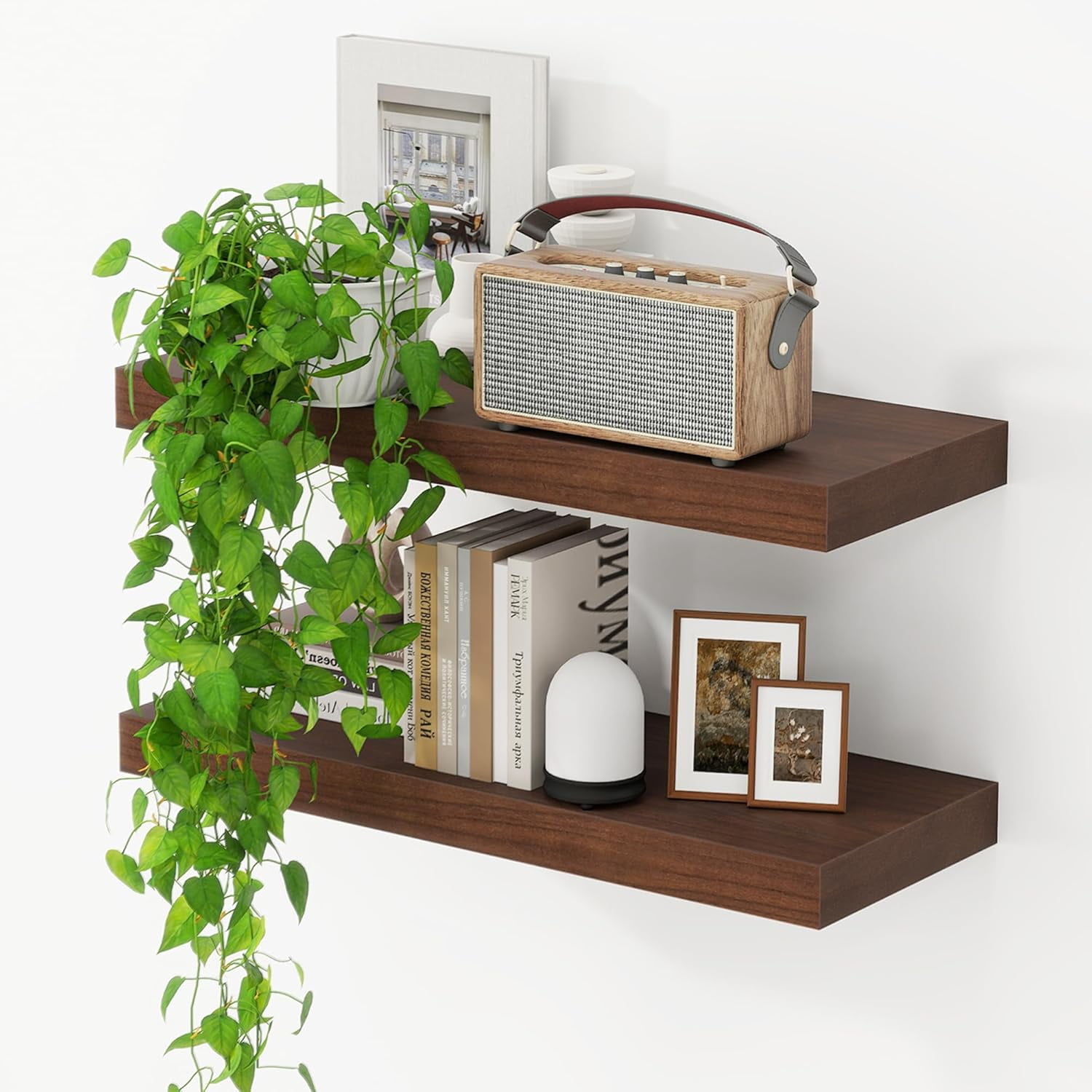 Fun Memories 9 Inch Deep Floating Shelves, Rustic Solid Wood Floating ...