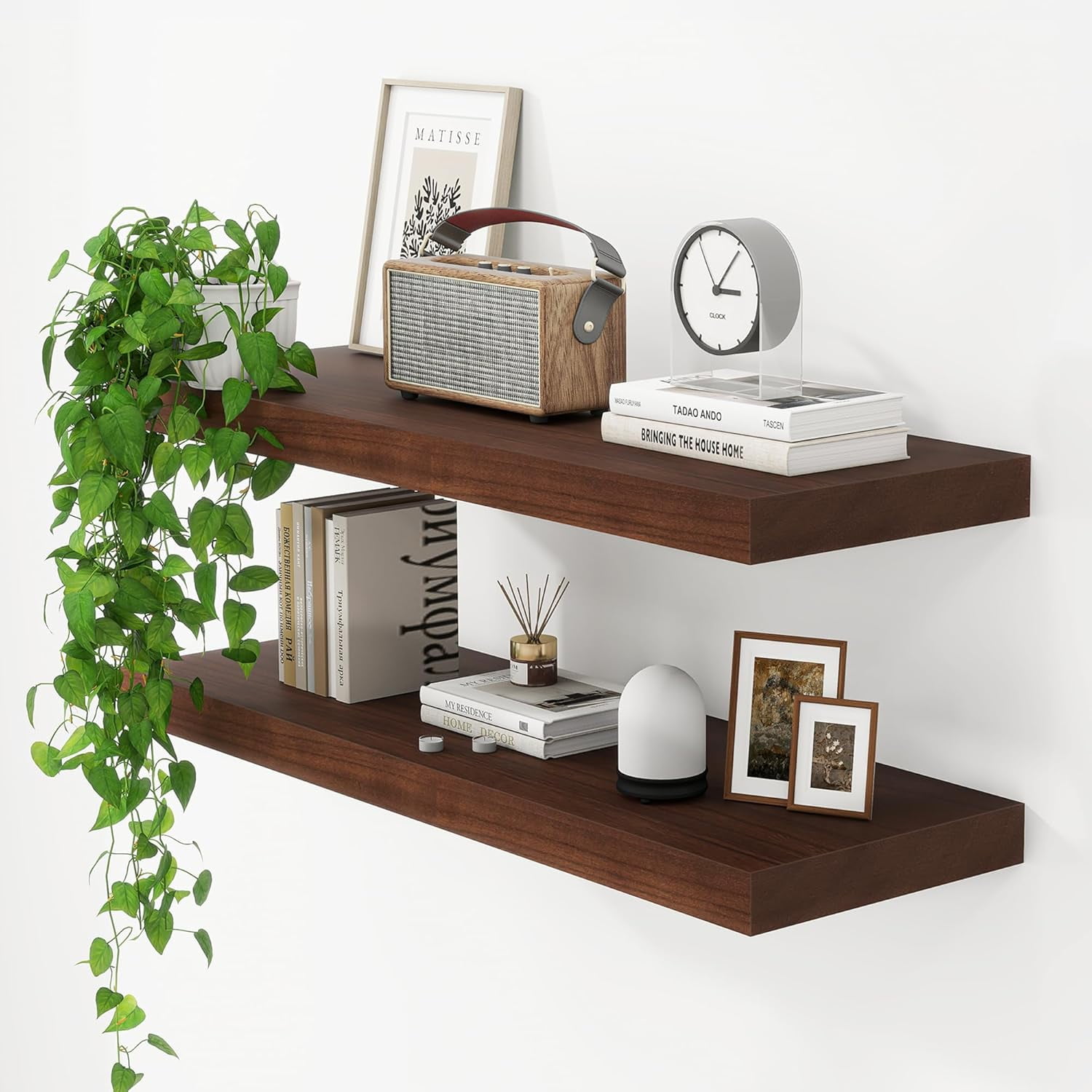 Deep Floating Shelves, Solid Wood Floating Shelves Wall Mounted, 9.3 ...