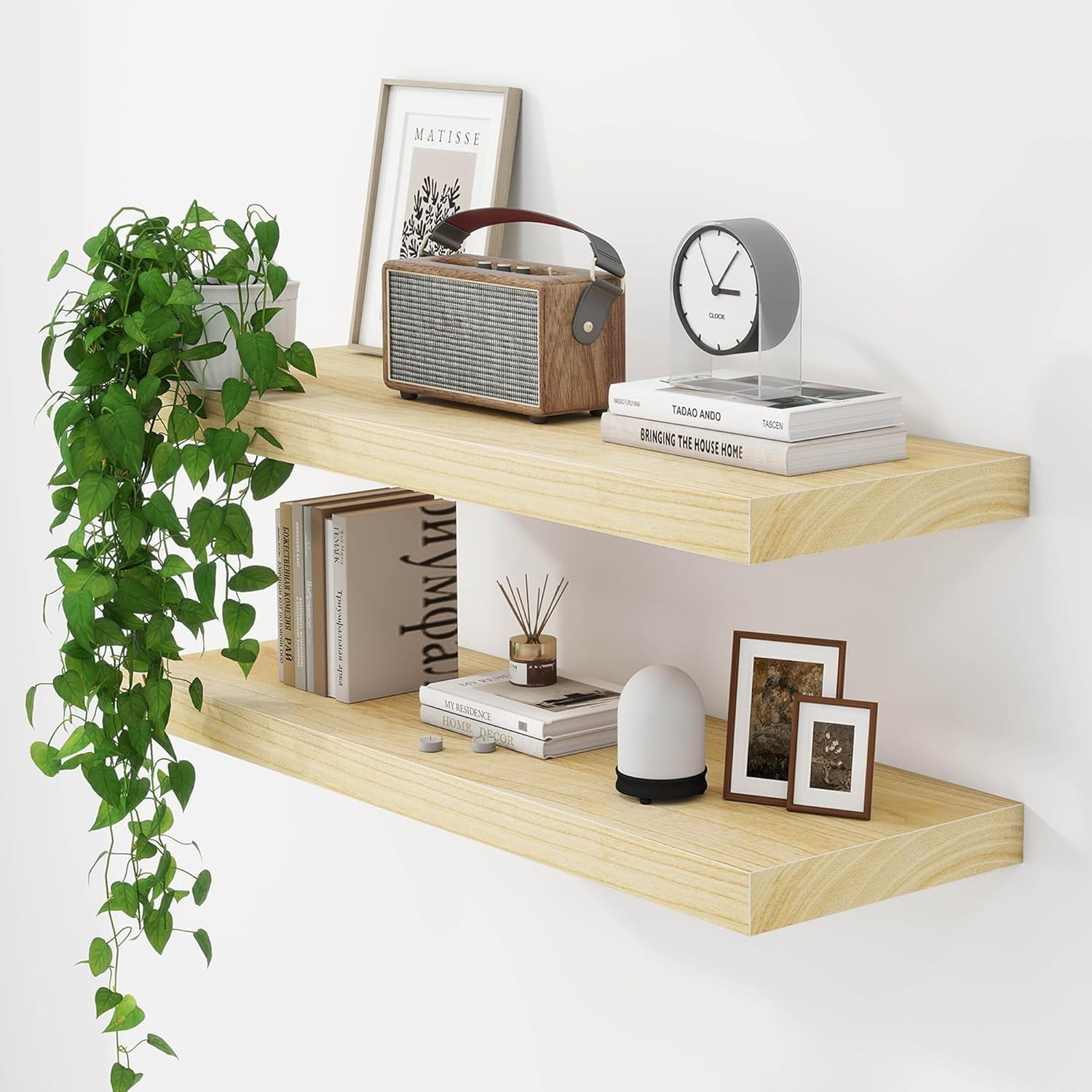Deep Floating Shelves, Solid Wood Floating Shelves Wall Mounted, 9.3 ...