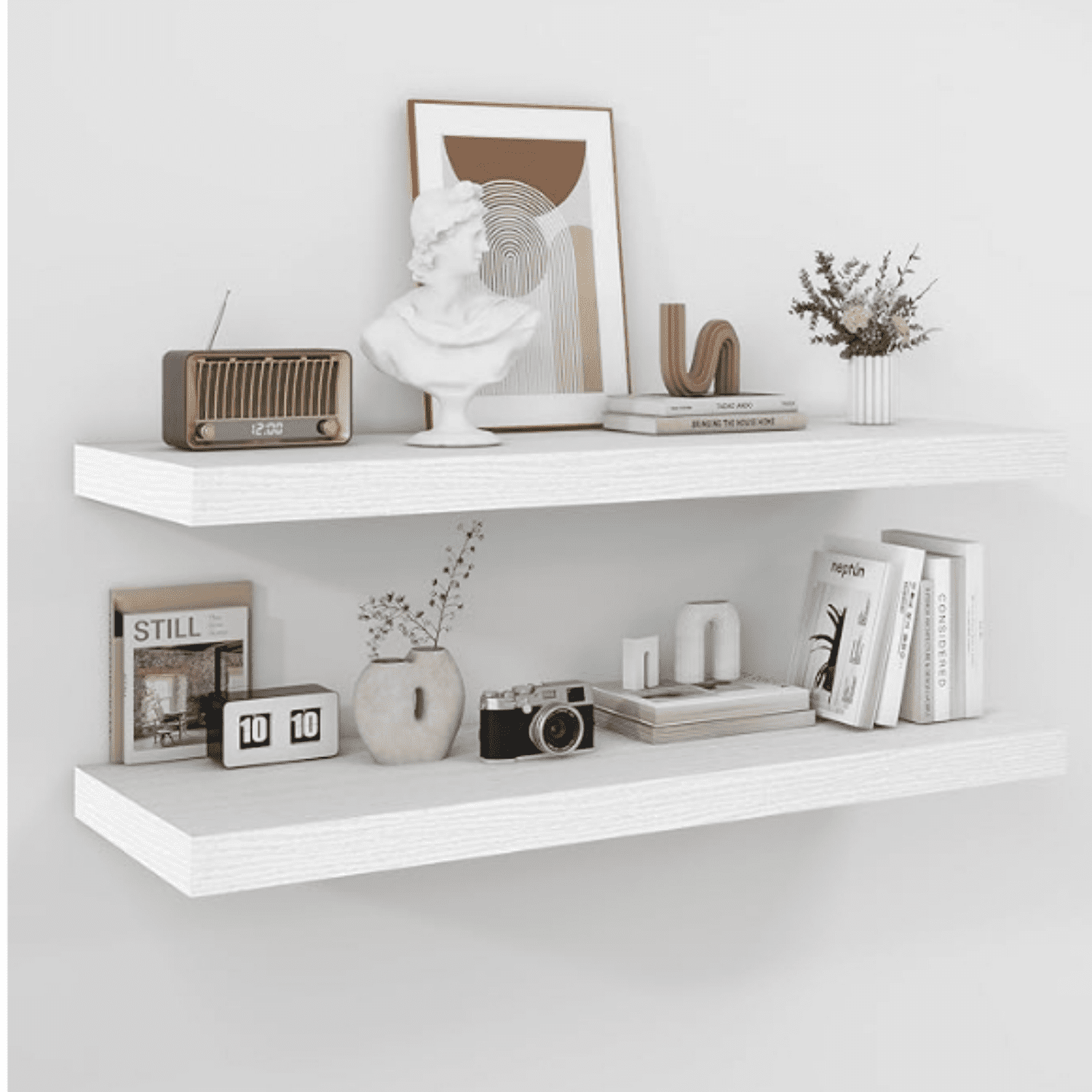 Fun Memories Floating Shelves - 2 Pack 12 Inch Rustic Wooden Wall ...