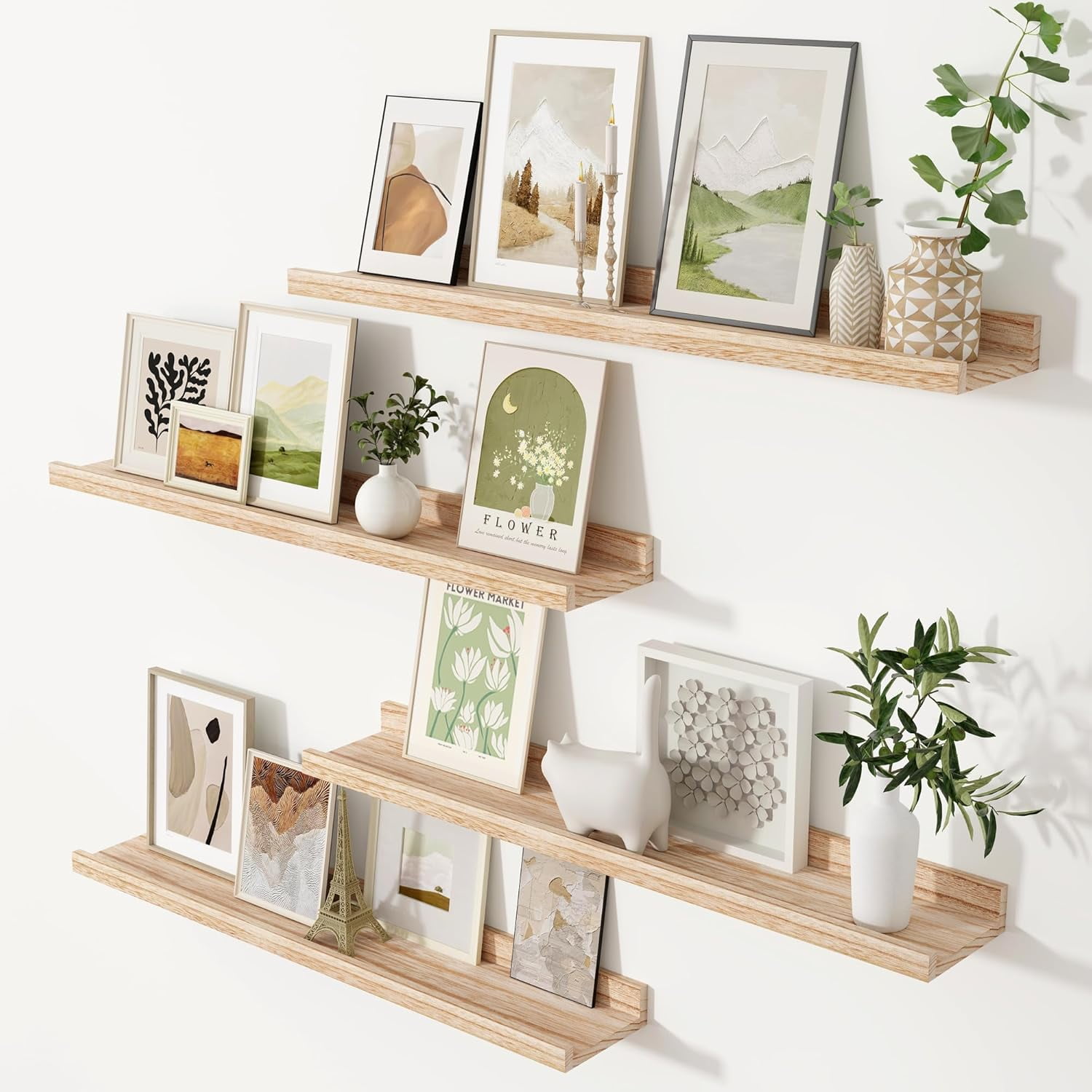 Fun Memories Rustic Wooden Picture Shelves for Wall with Ledge, 36 Inch ...