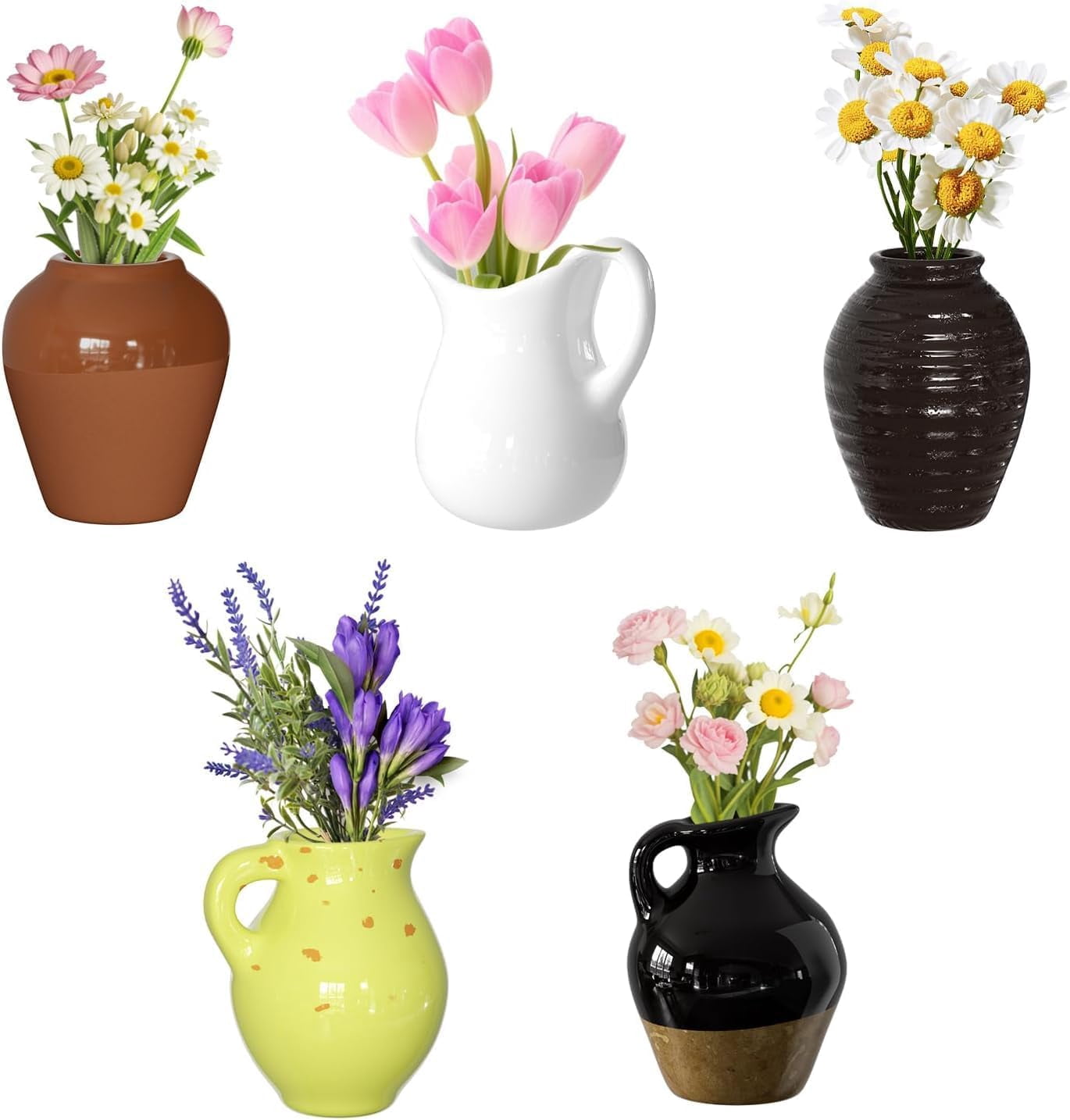 Fun Mini Ceramic Vase Fridge Magnets - Cute Plant Magnets, Miniature 3D ...