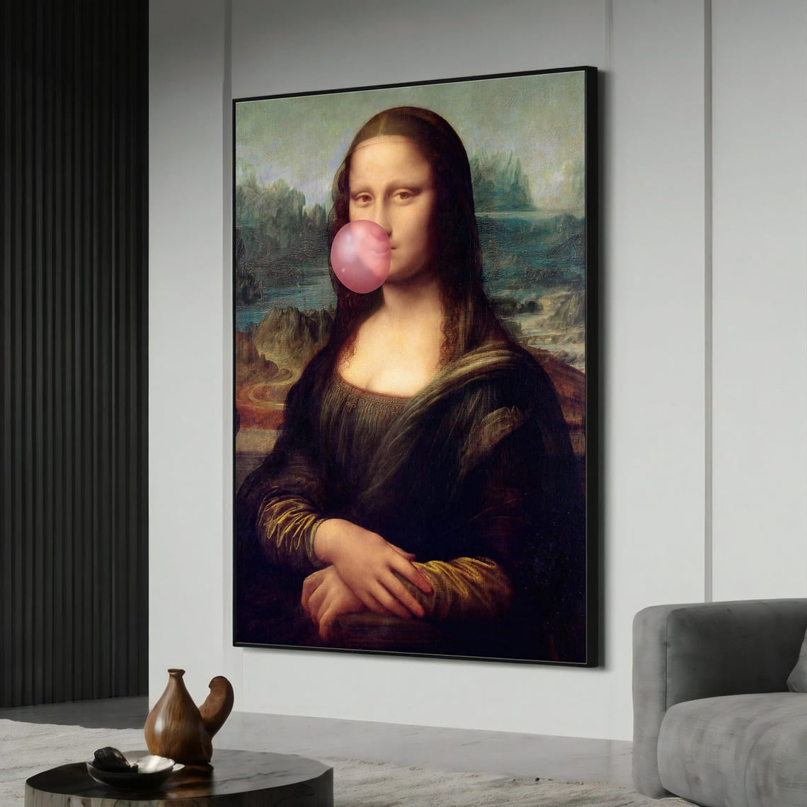 Fun Mona Lisa Canvas Painting With Bubble Gum - Quirky Pop Art For Home ...