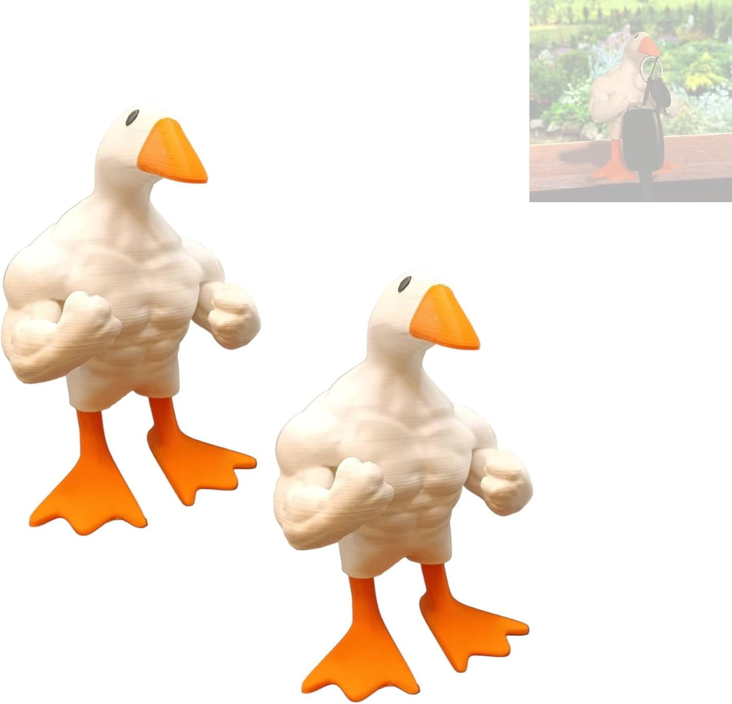 Fun Muscular Buff Duck Statue Ornament Cute Funny Goose Duck Sculptures ...