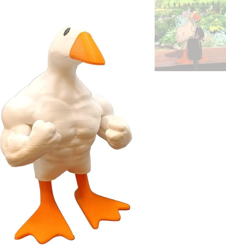 Fun Muscular Buff Duck Statue Ornament Cute Funny Muscle Goose Duck ...