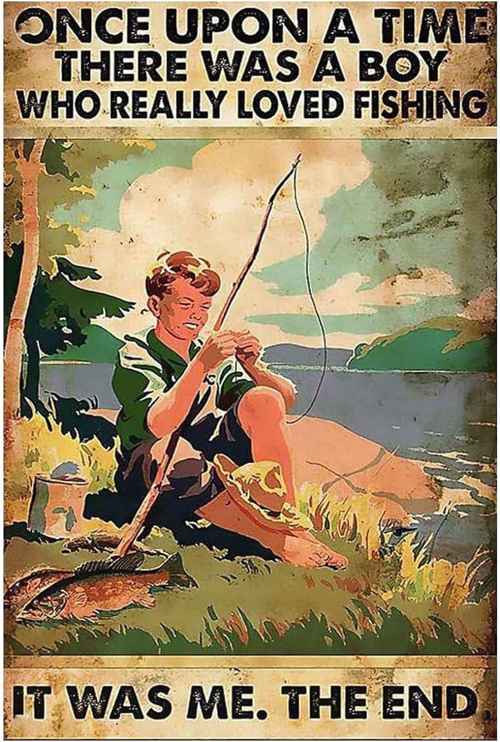 Fun Novelty Signs There'S A Boy Who Really Loves Fishing Canvas And ...
