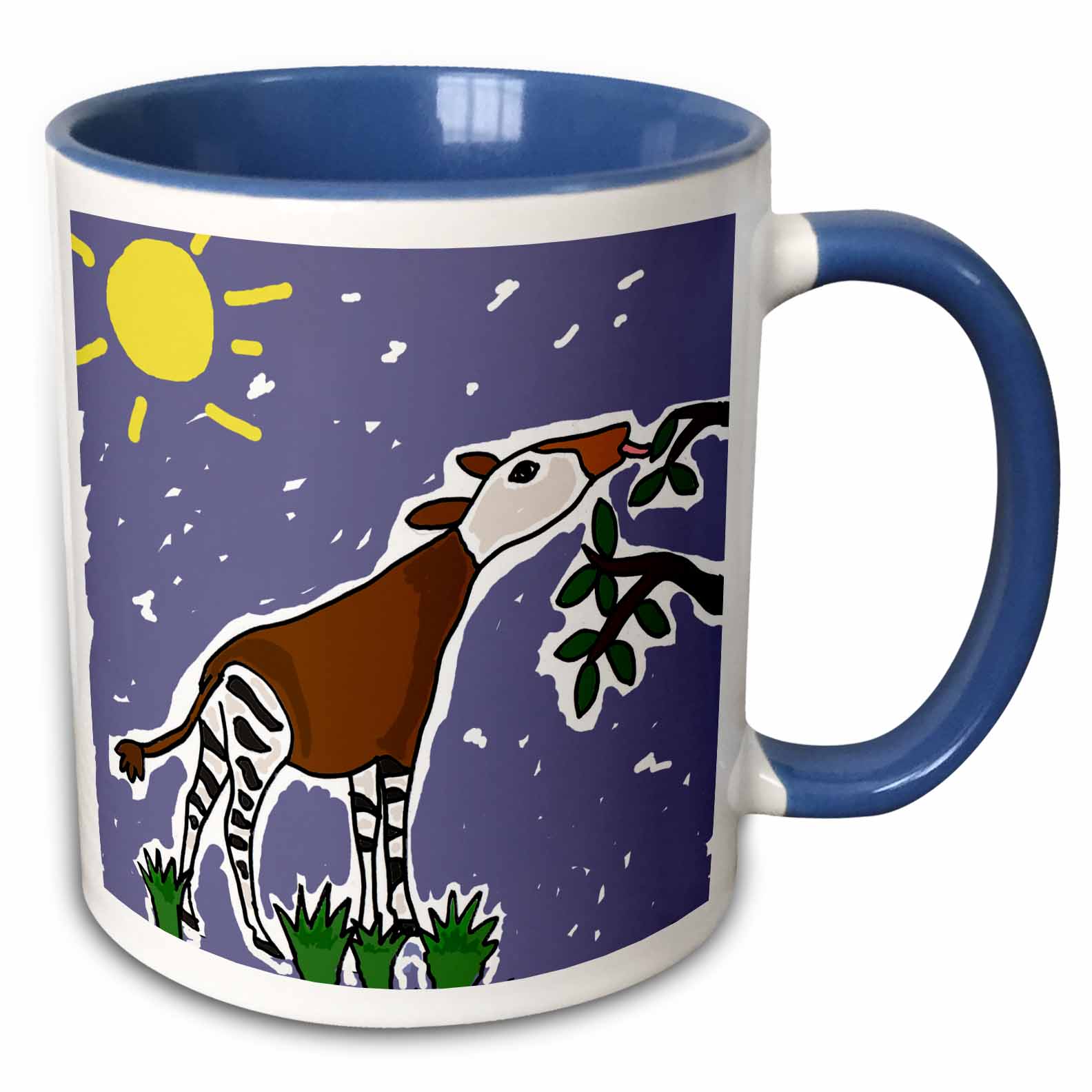 Fun Okapi Watercolor Type Art Original 15oz Two-Tone Blue Mug mug-200556-11 - Walmart.com
