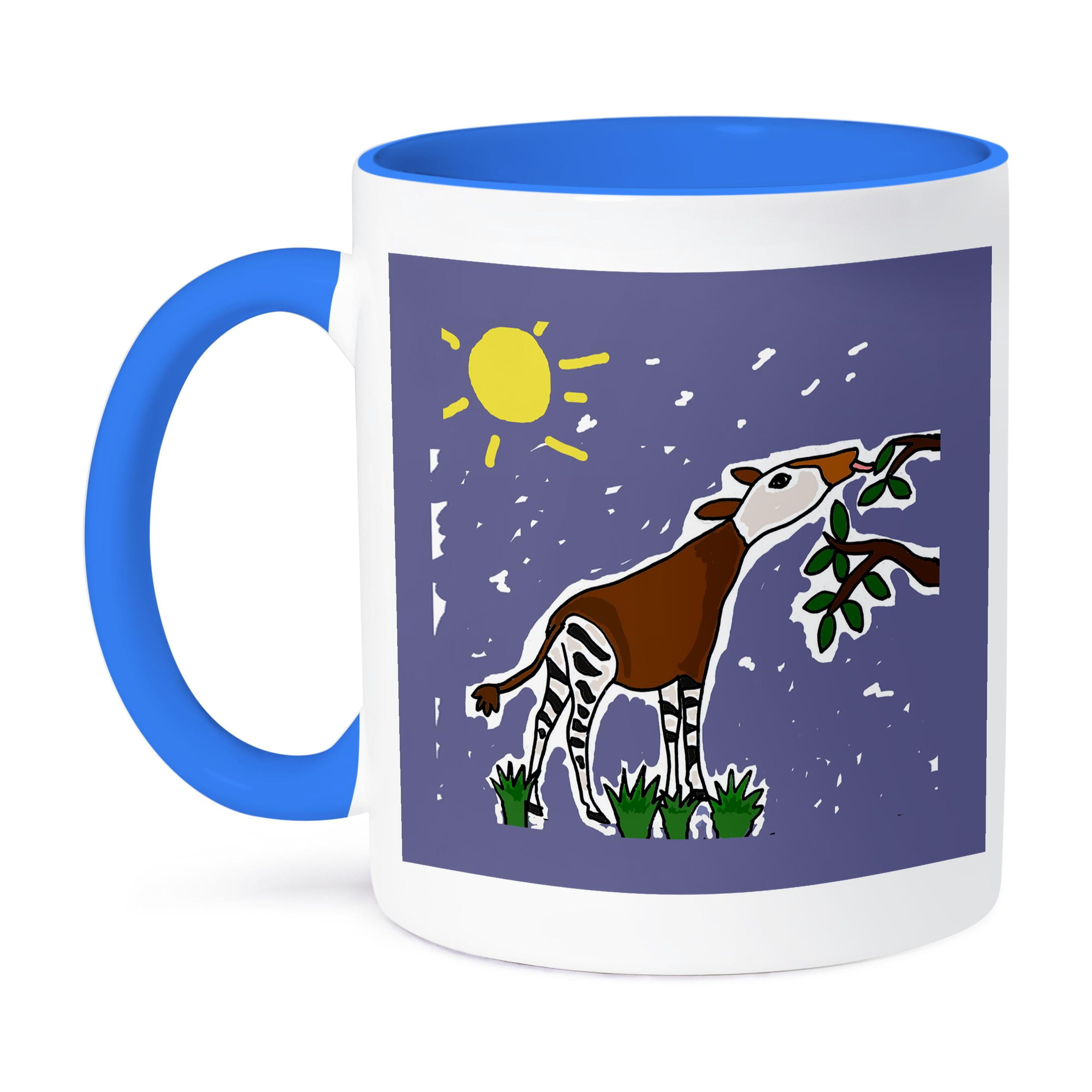 3dRose, Fun Okapi Watercolor Type Art Original, 15oz Two-Tone Blue Mug - Walmart.com