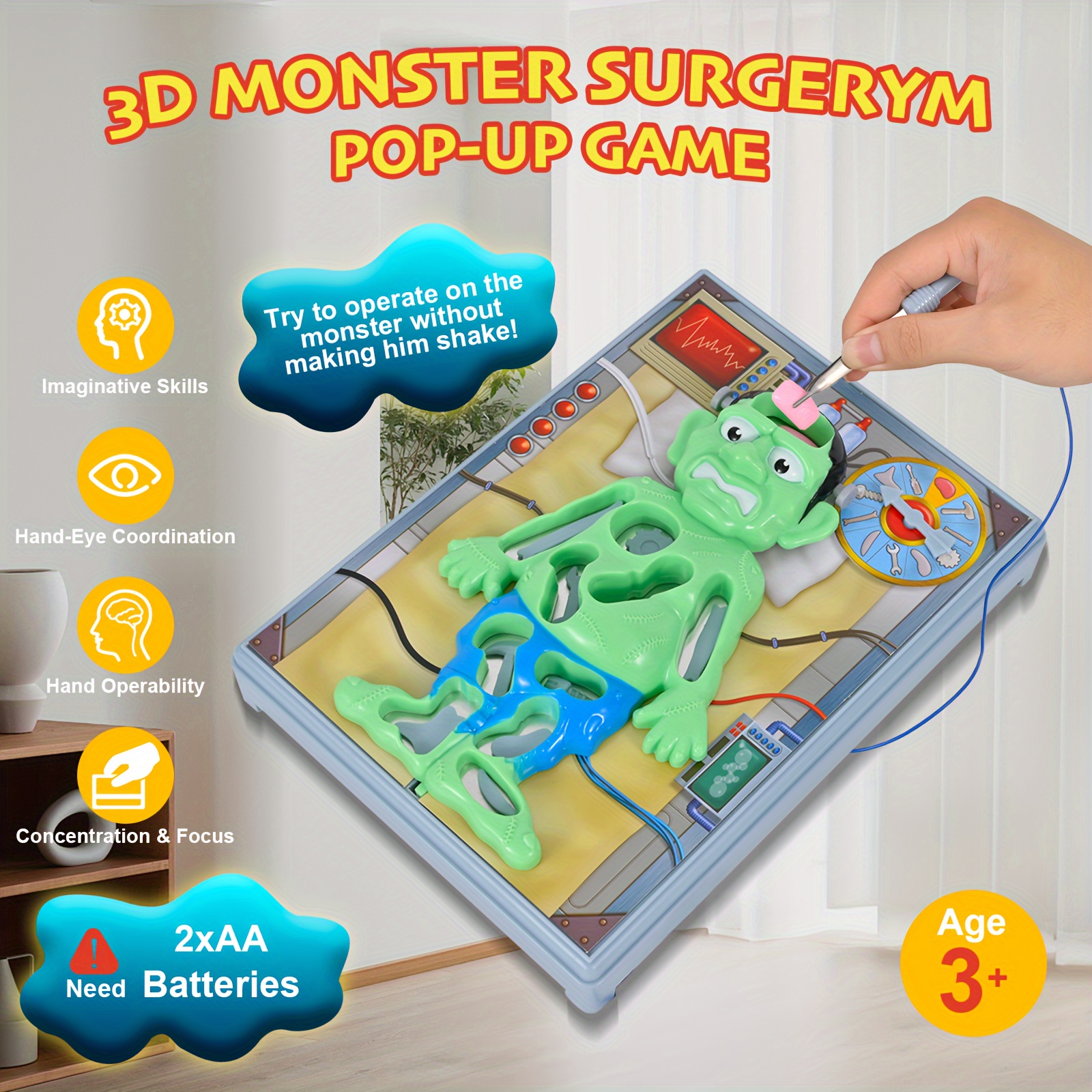 [Fun Operation Game] 2-Player Classic Operation Monster Board Game for ...