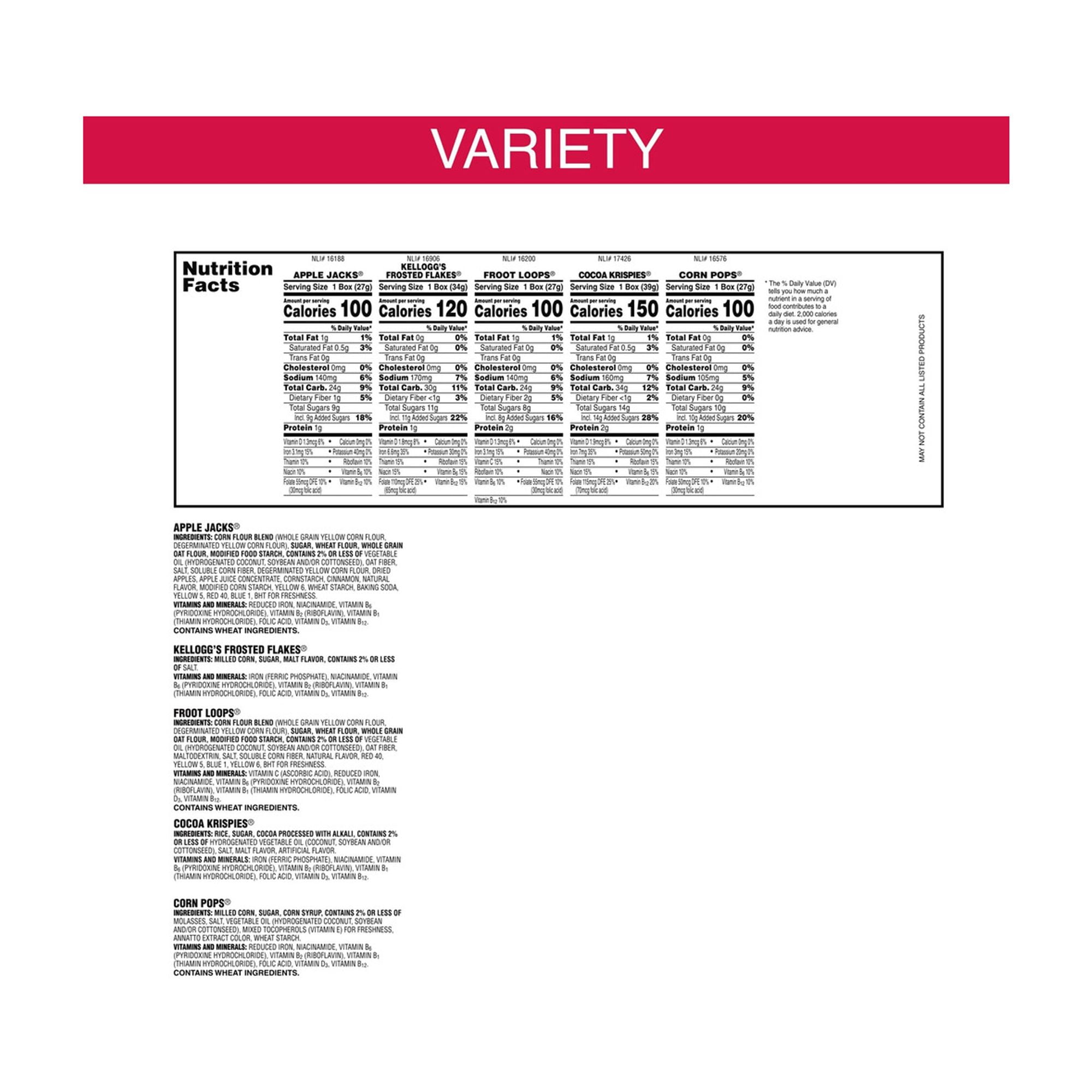 Fun Pak Cold AJH3 Breakfast Cereal, Single Serve, Variety Pack, 8.56oz ...