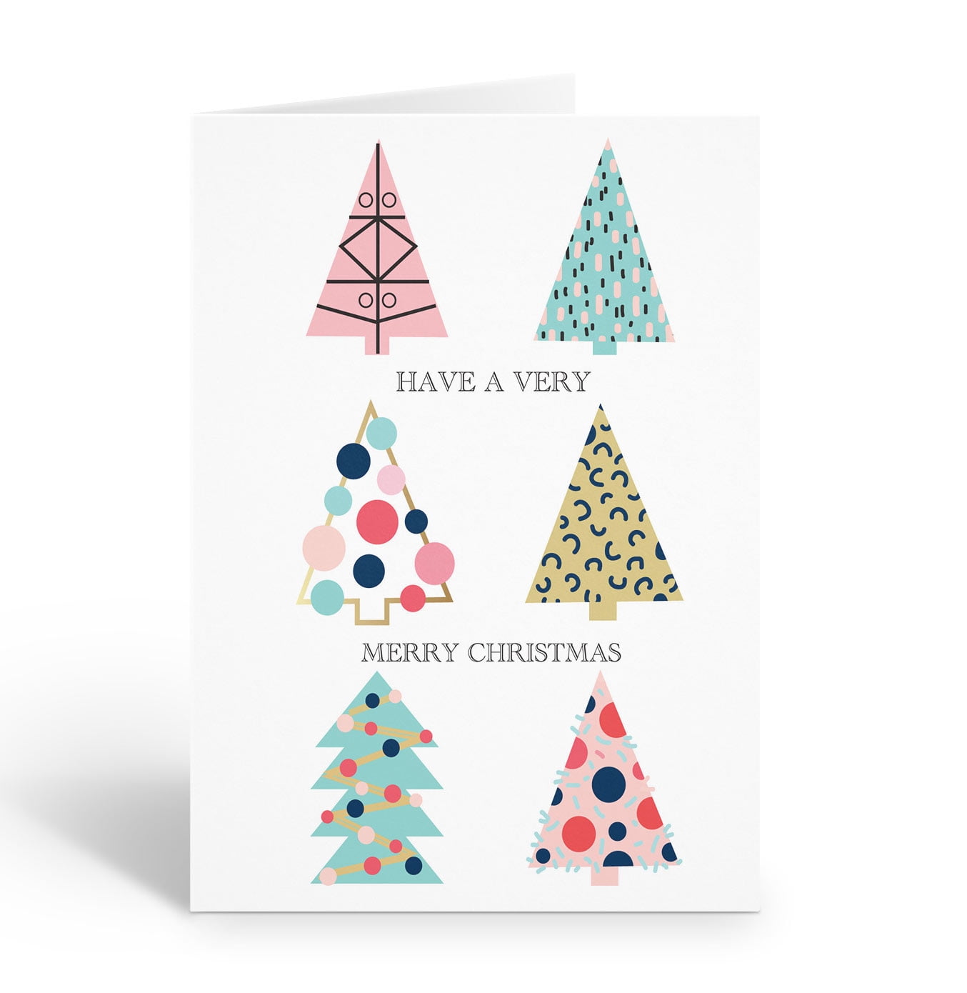 Fun Patterned Christmas Tree Holiday Cards - 12 Cards and Envelopes ...