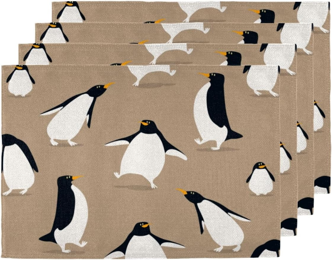 Fun Penguins Decor Placemats Set of 4 Table Mats Washable Placemat ...