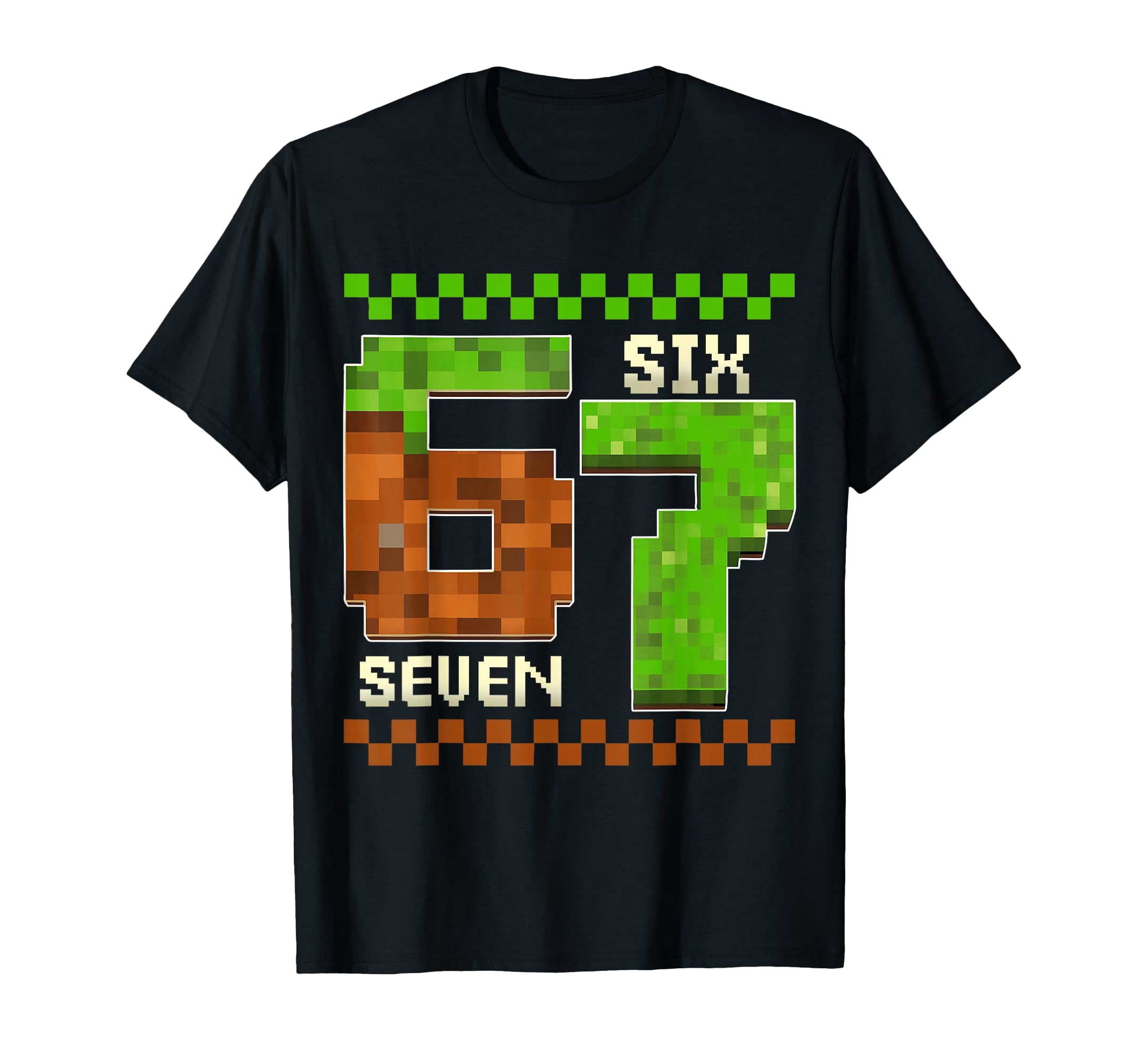 Fun Pixelated 67 Six Seven T-Shirt for Birthday Celebration Gift ...