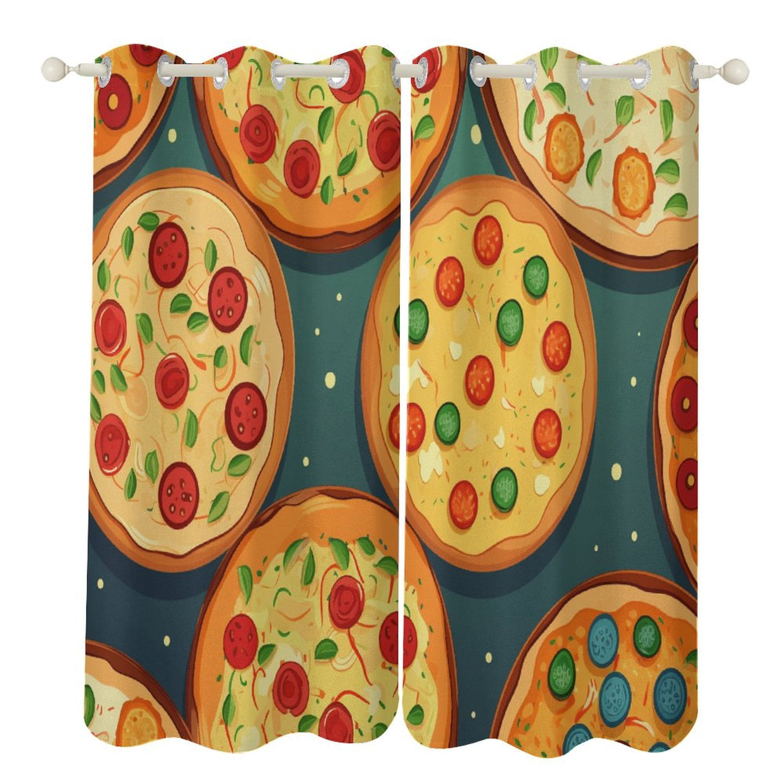 Fun Pizza Modern Window for Living Room Curtains for Child Bedroom ...