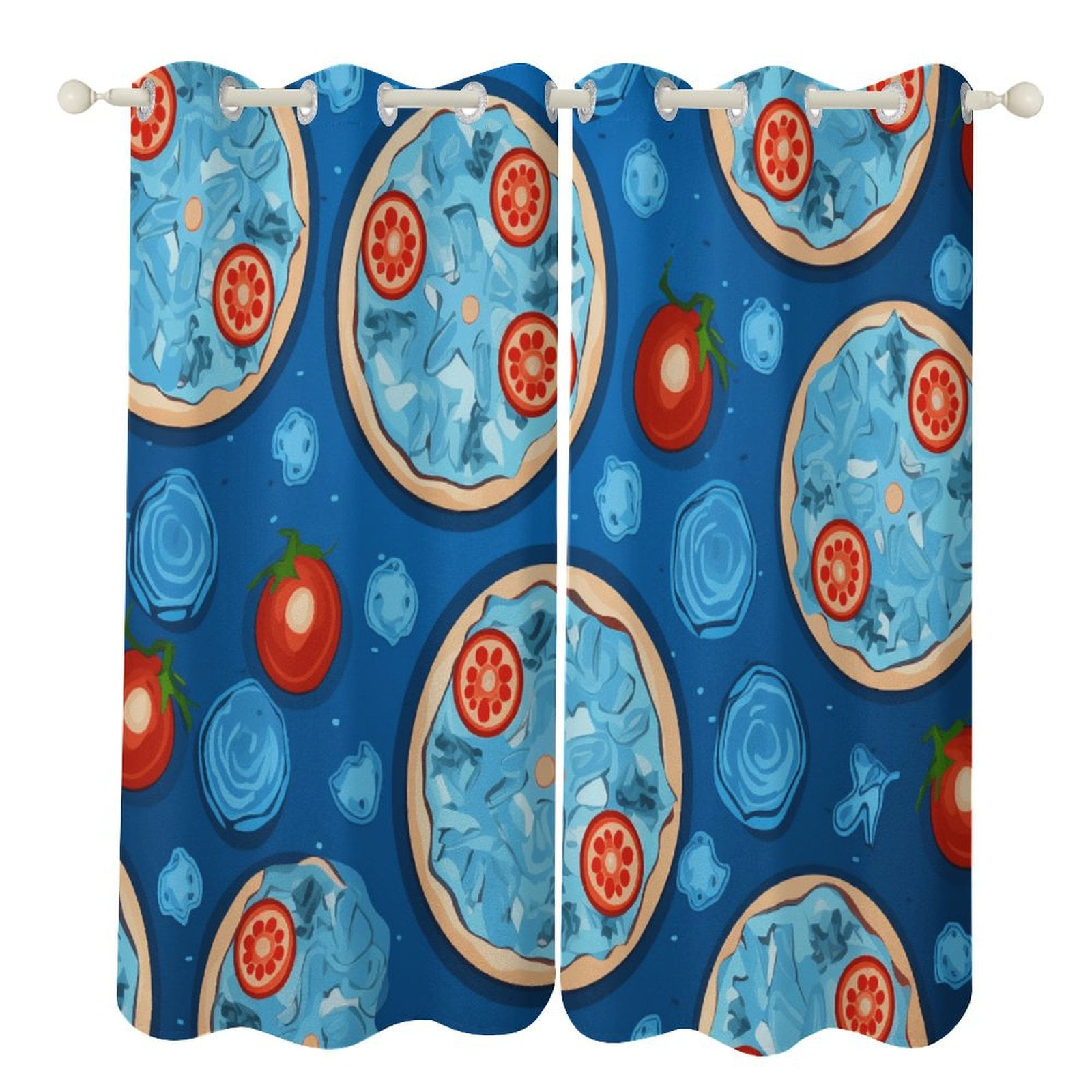 Fun Pizza Window Curtain Panels Grommet Blackout Curtains Blackout ...