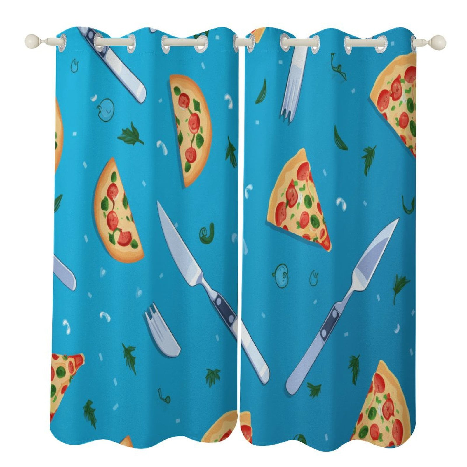 Fun Pizza Window Curtain Panels Grommet Blackout Curtains Blackout ...