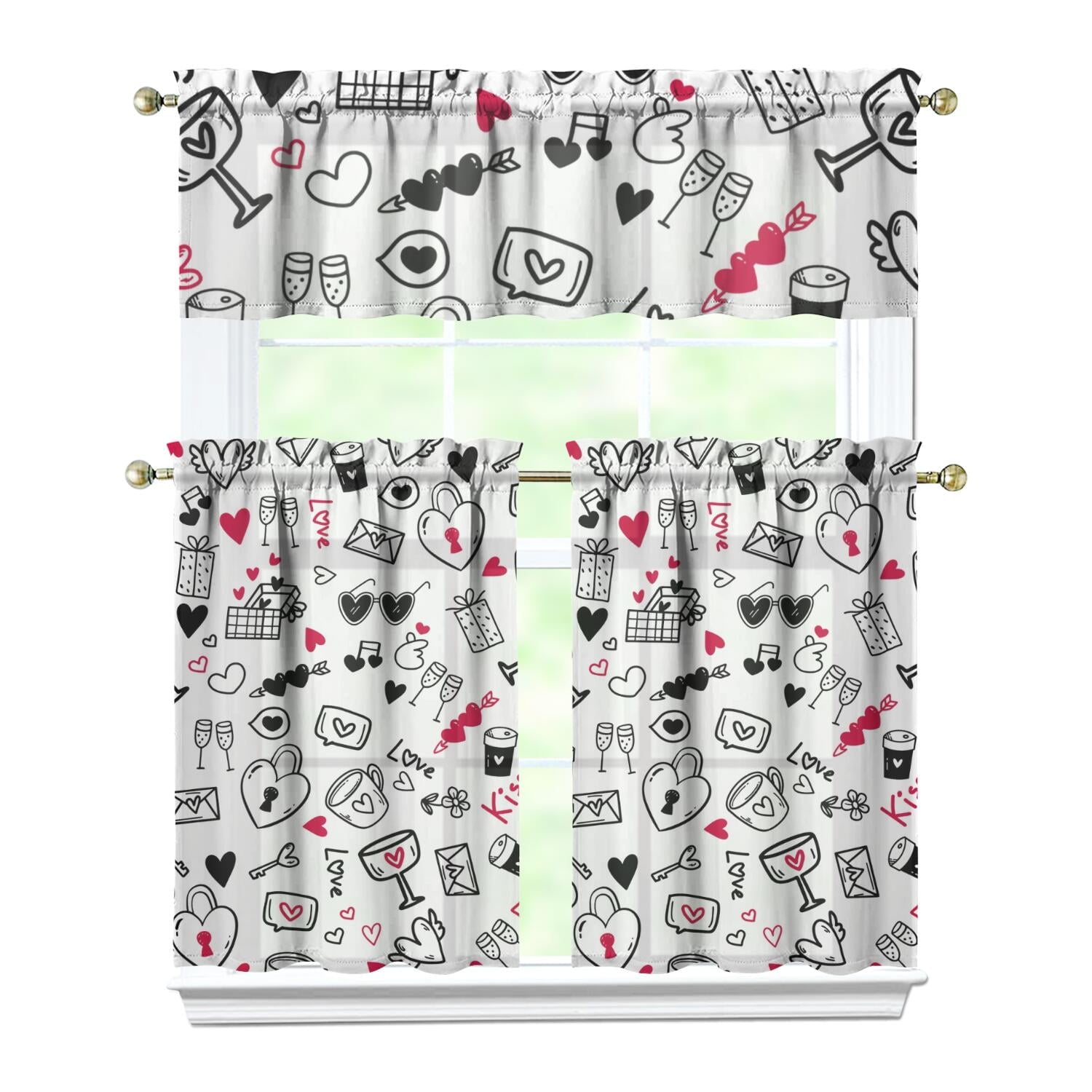 Fun Playful Kitchen Curtains Set of 3 - Colorful Rainbow Graffiti ...