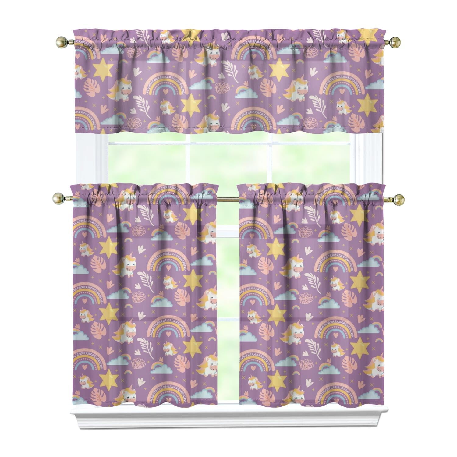 Fun Playful Kitchen Curtains Set of 3 - Colorful Rainbow Graffiti ...