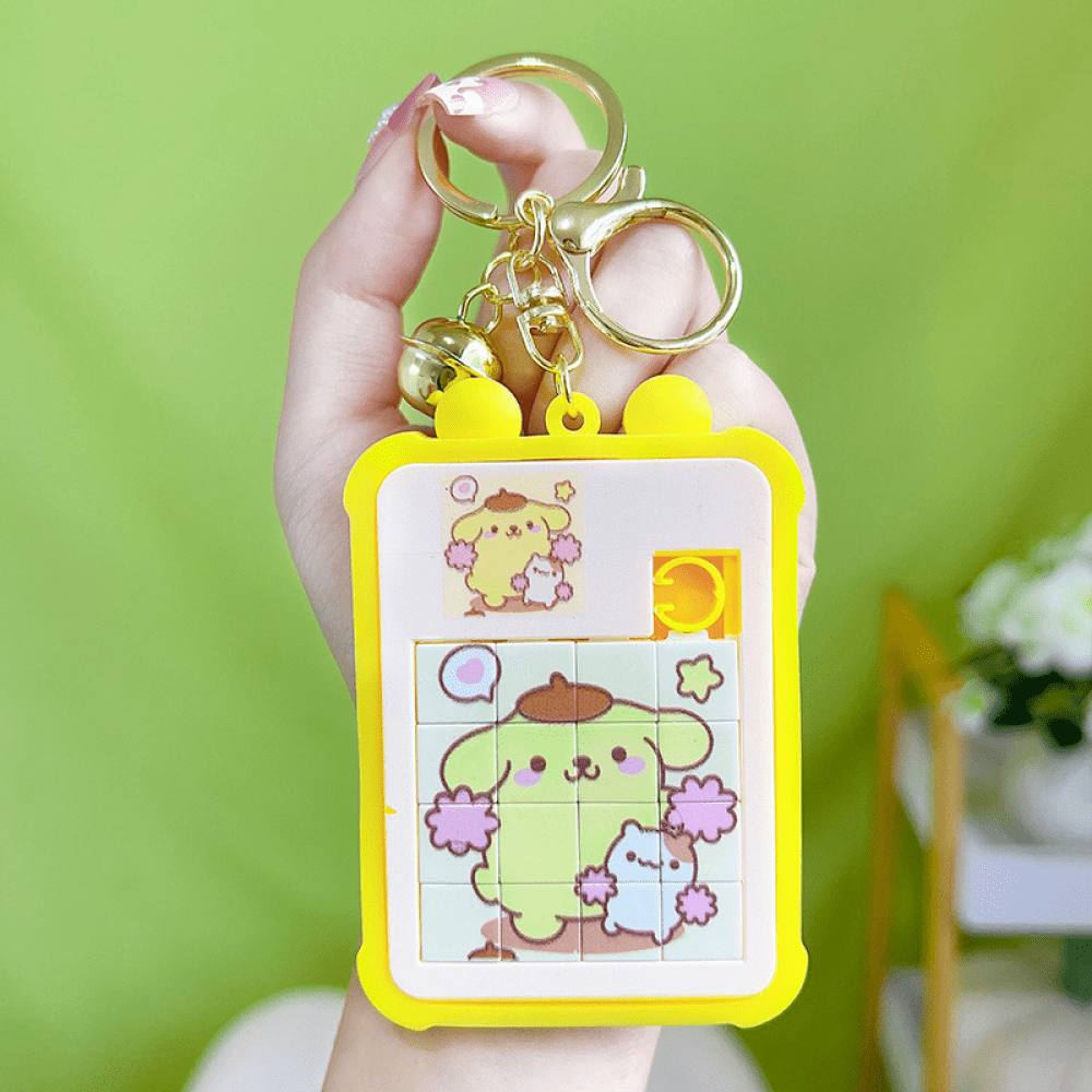 Fun Pom Pom Purin Kuromi Keychain Set - Interactive Jigsaw Keyring ...