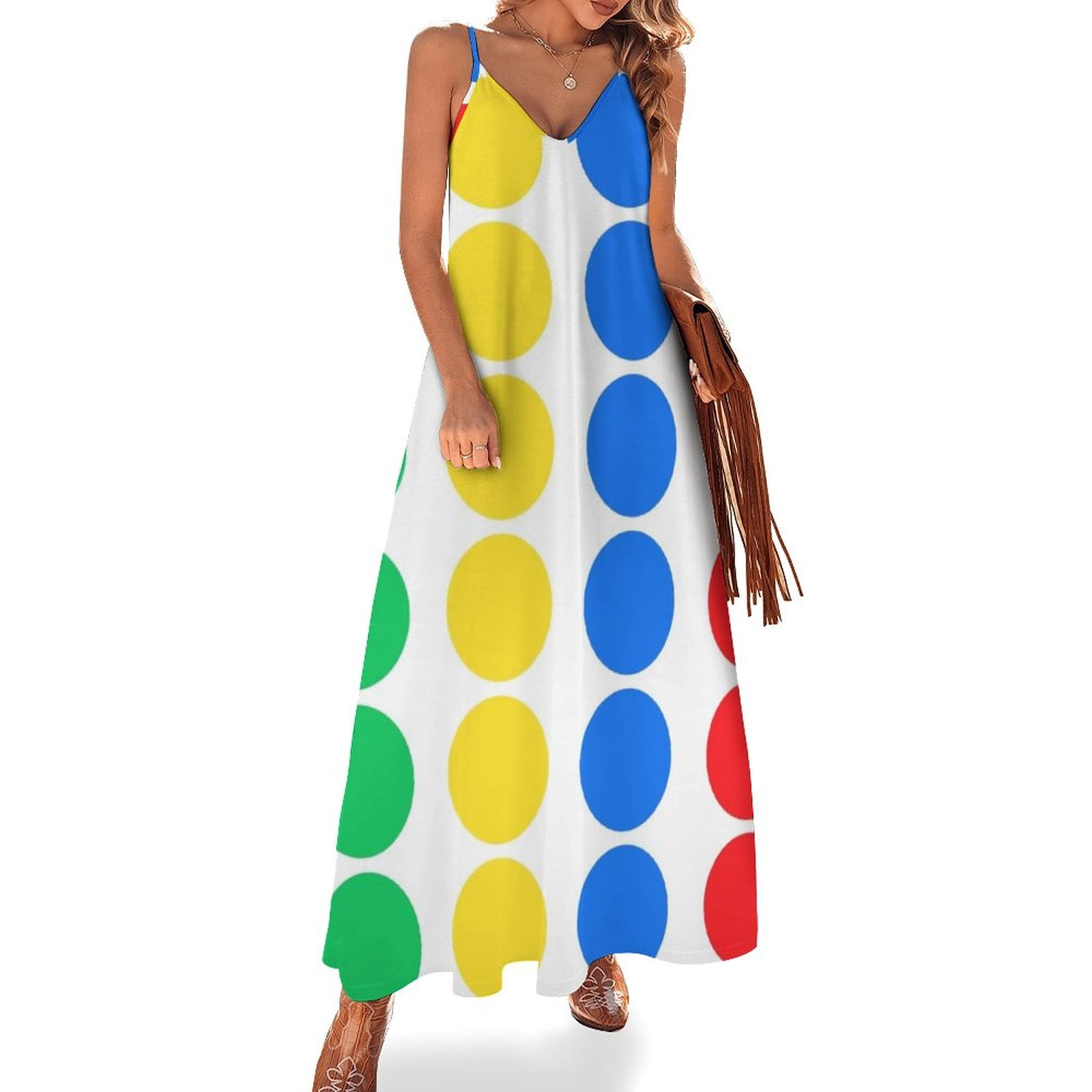 Fun Primary Colors Pattern Sleeveless Dress prom clothes evening ...