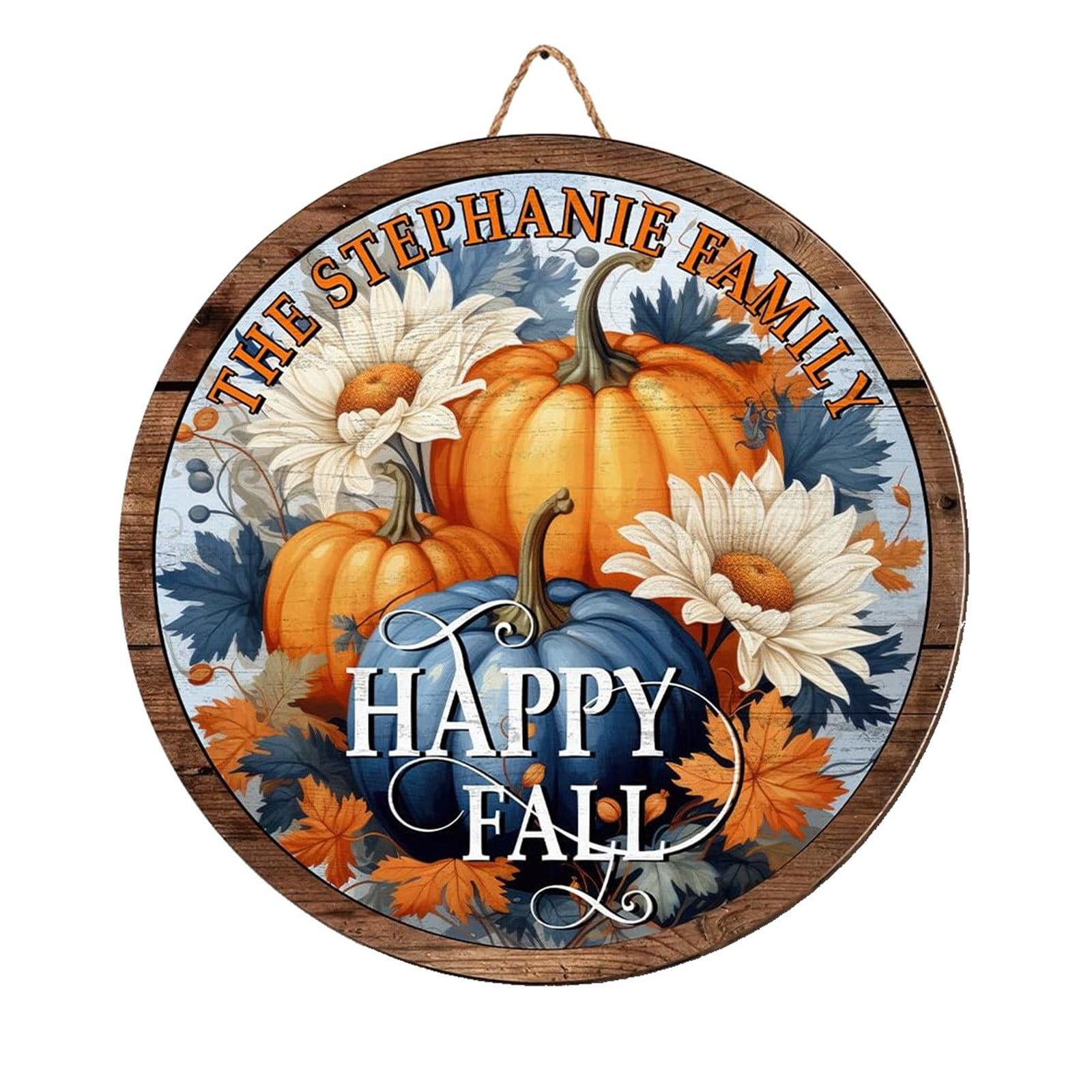 Fun Pumpkin Signs Decorate The Round Wooden Signboard For Halloween ...