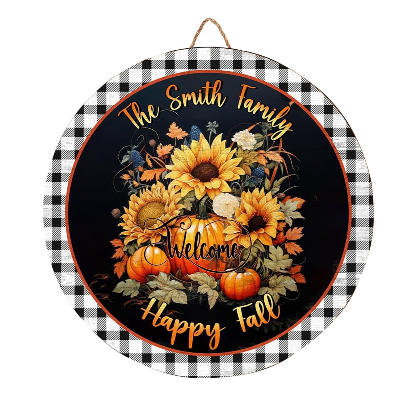 Fun Pumpkin Signs Decorate Welcome Home Door Sign The Round Wooden ...