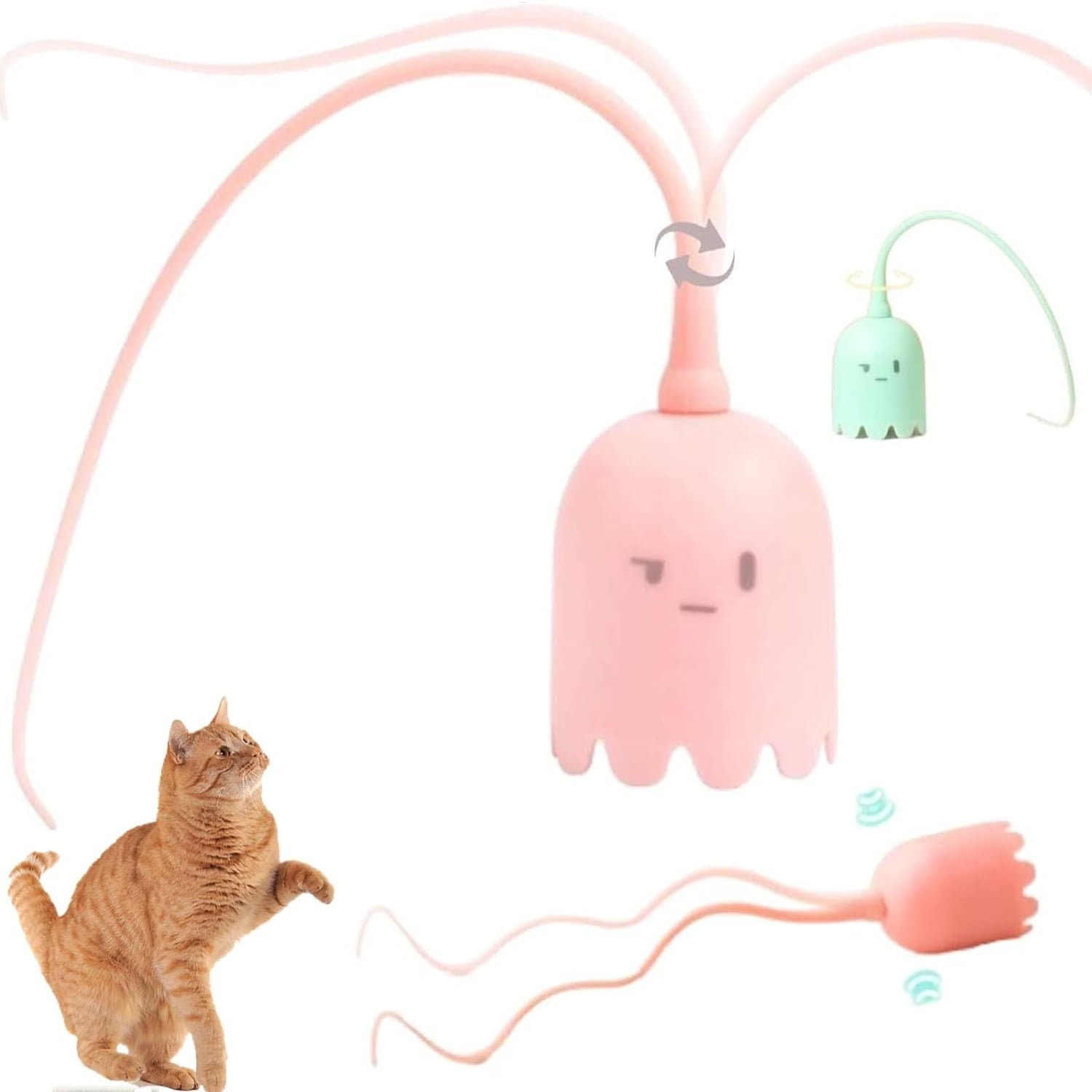 Fun Rechargeable Interactive Electric Cat Toy with Teaser - Silicone ...