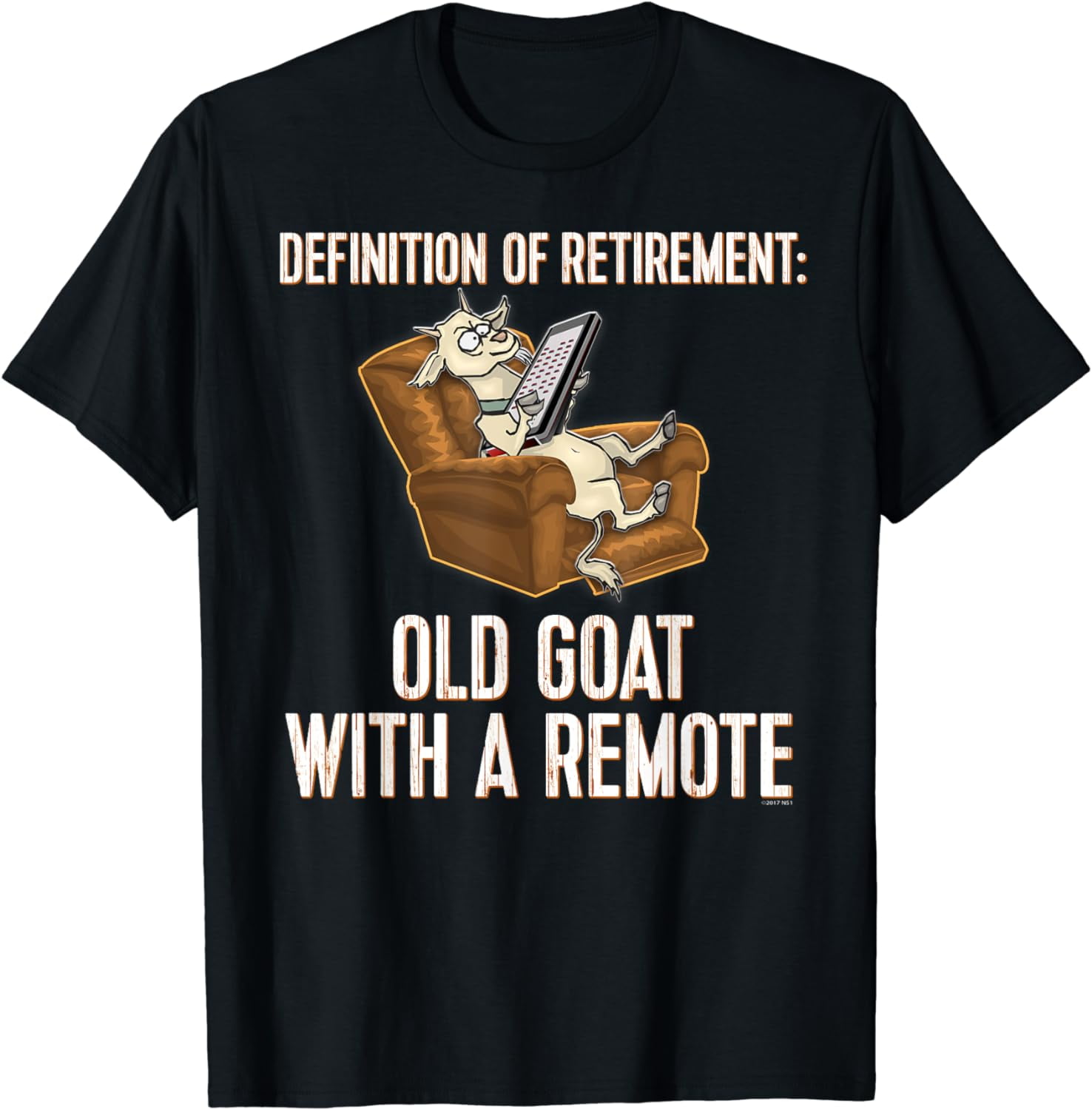 Fun Retirement TShirt: Old Goat With A Remote Definition Tee T-Shirt ...