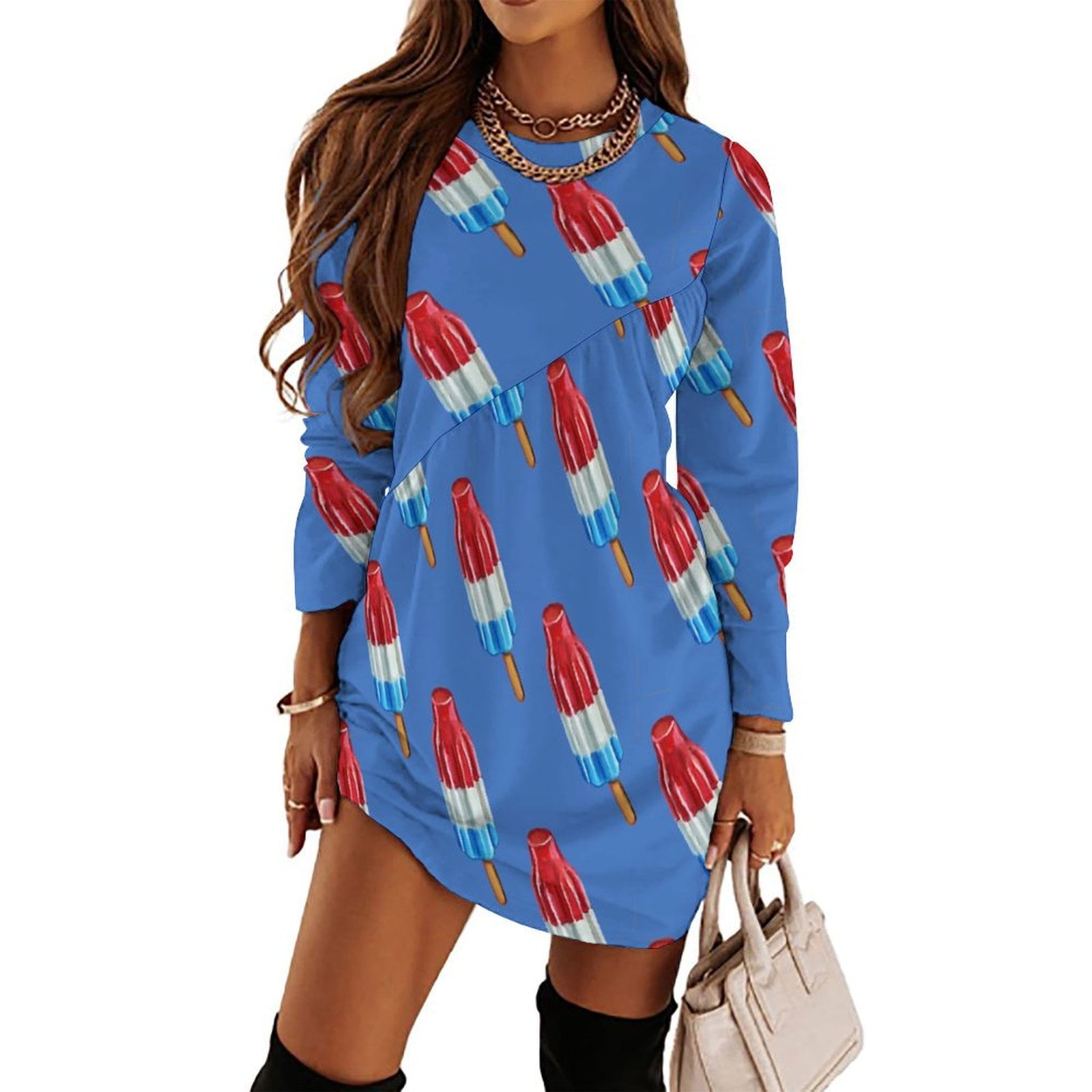 Fun Rocket Pop Popsicle Pattern Loose Dress Evening Dress Summer ...