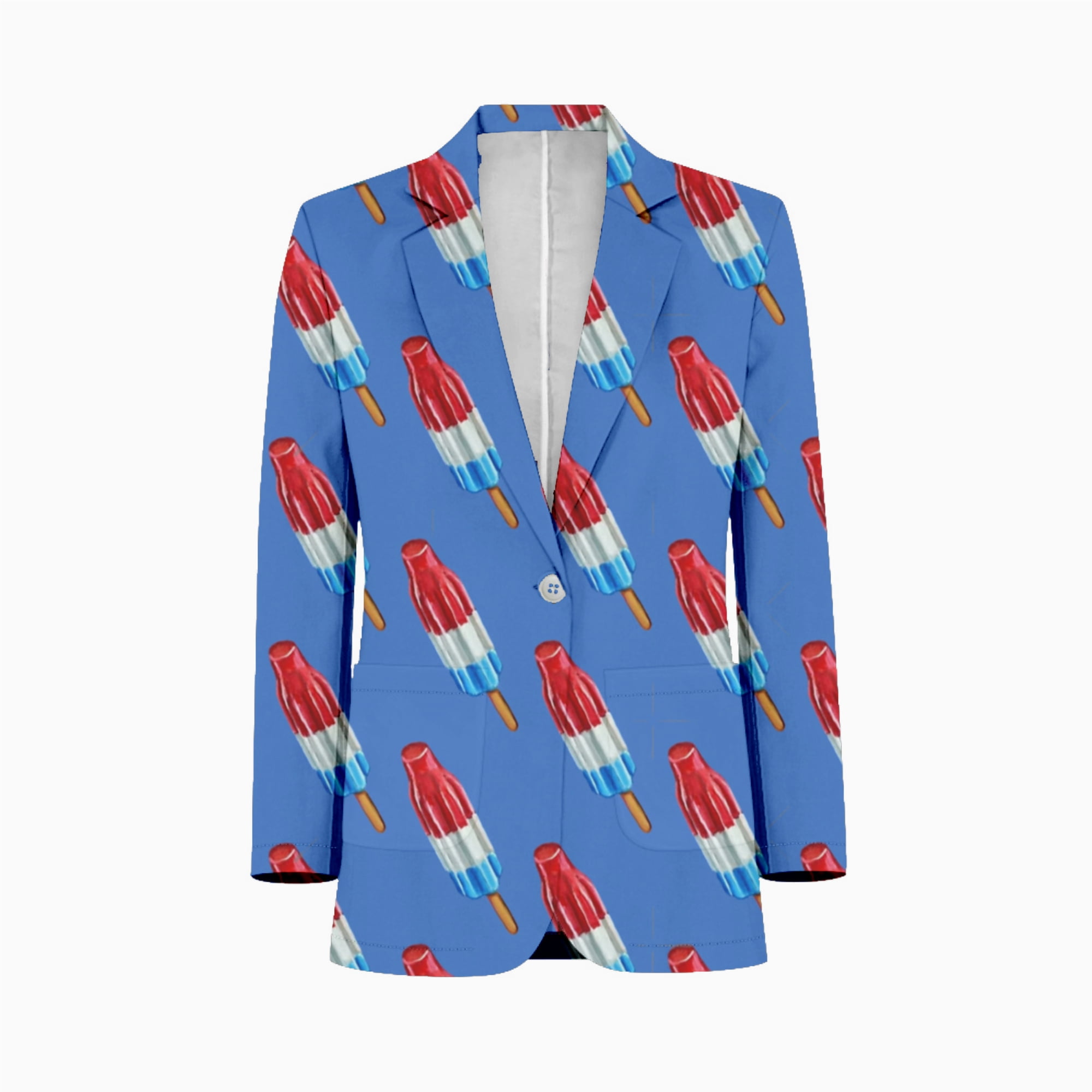 Fun Rocket Pop Popsicle Pattern Mens Suits Shawl Collar Slim Fit Suit ...