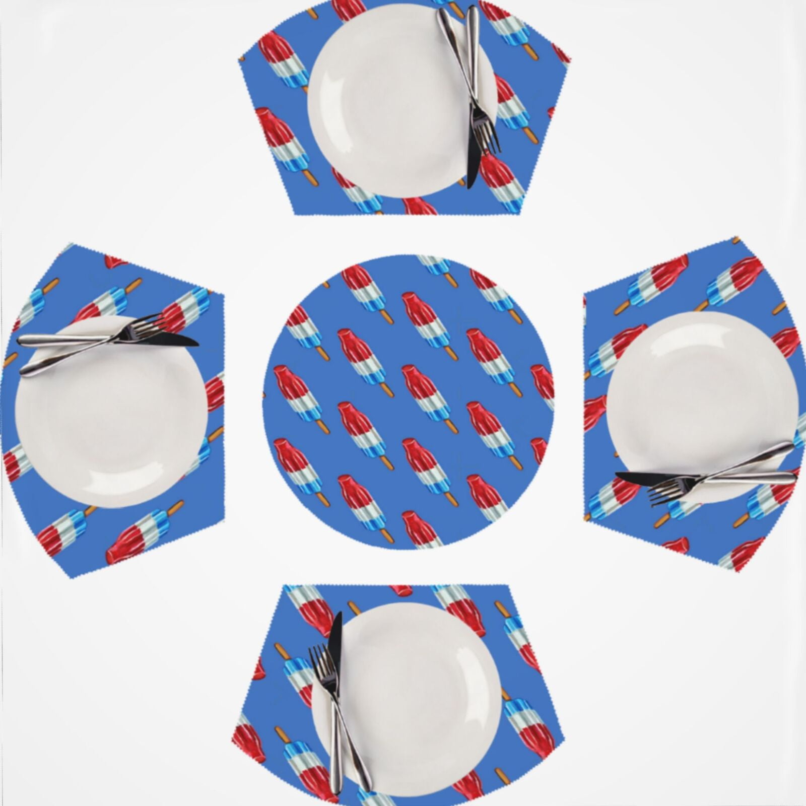Fun Rocket Pop Popsicle Pattern Round Table Placemats Set Of 5 Wedge ...