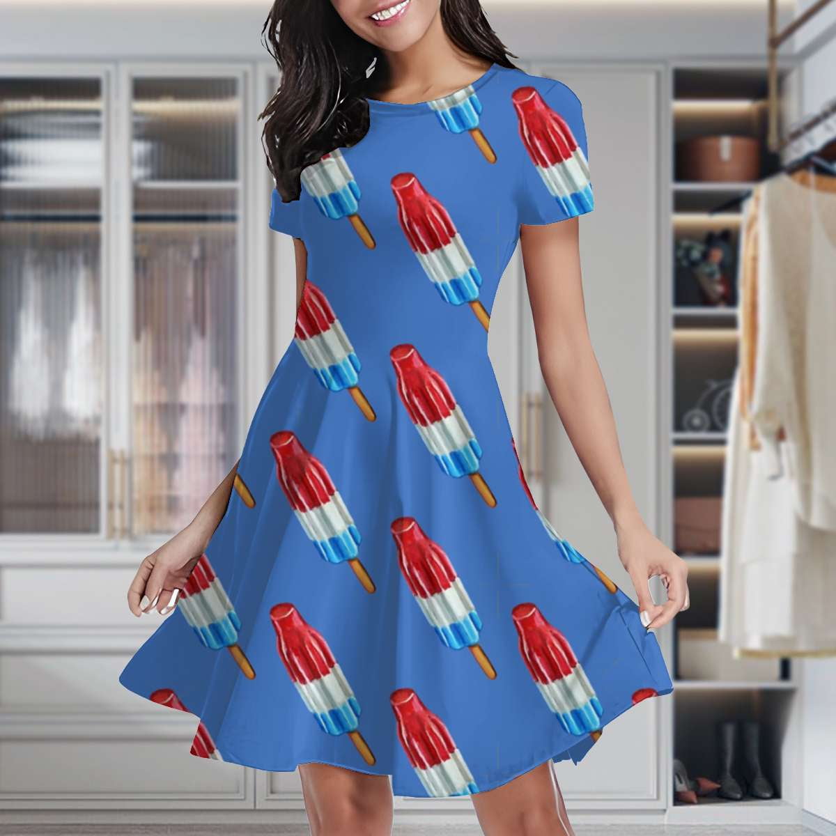 Fun Rocket Pop Popsicle Pattern Women's Classic Swing Skater Dress ...