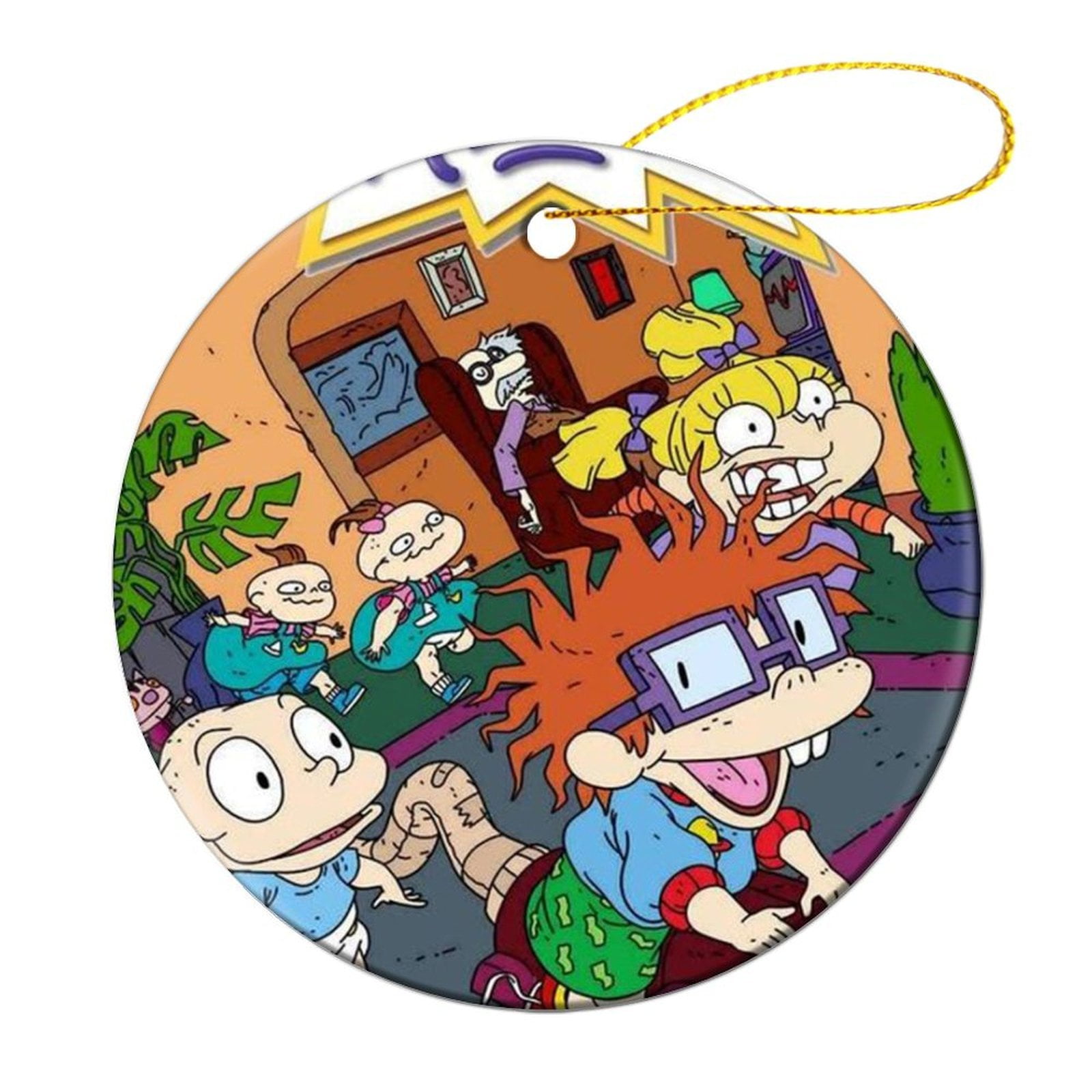 Fun Rugrats Round Christmas Tree Hanging Decor Ceramic Xmas Ornaments ...