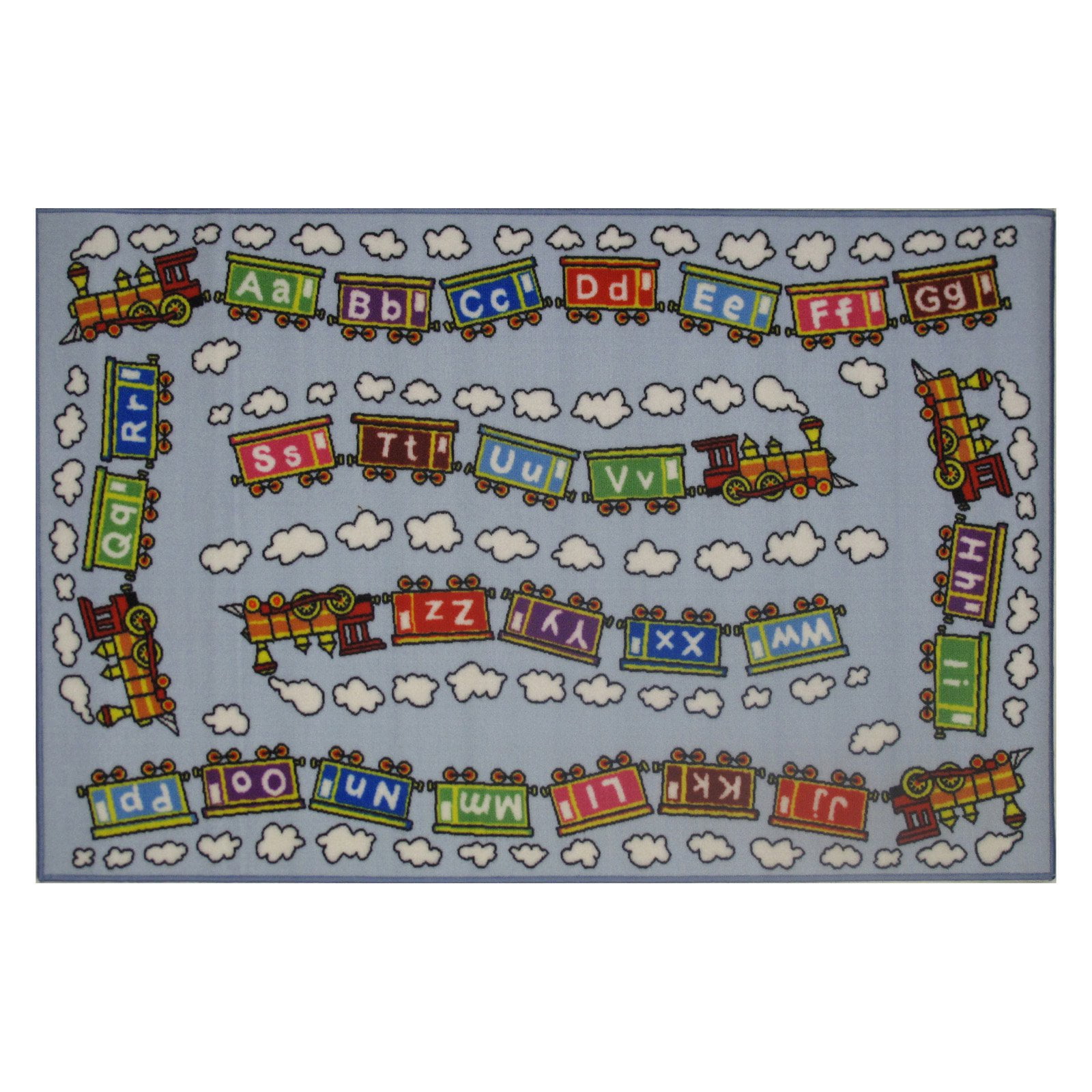 Fun Rugs Educational Train Kids' Rug, Light Blue, 3'3" x 4'10 ...