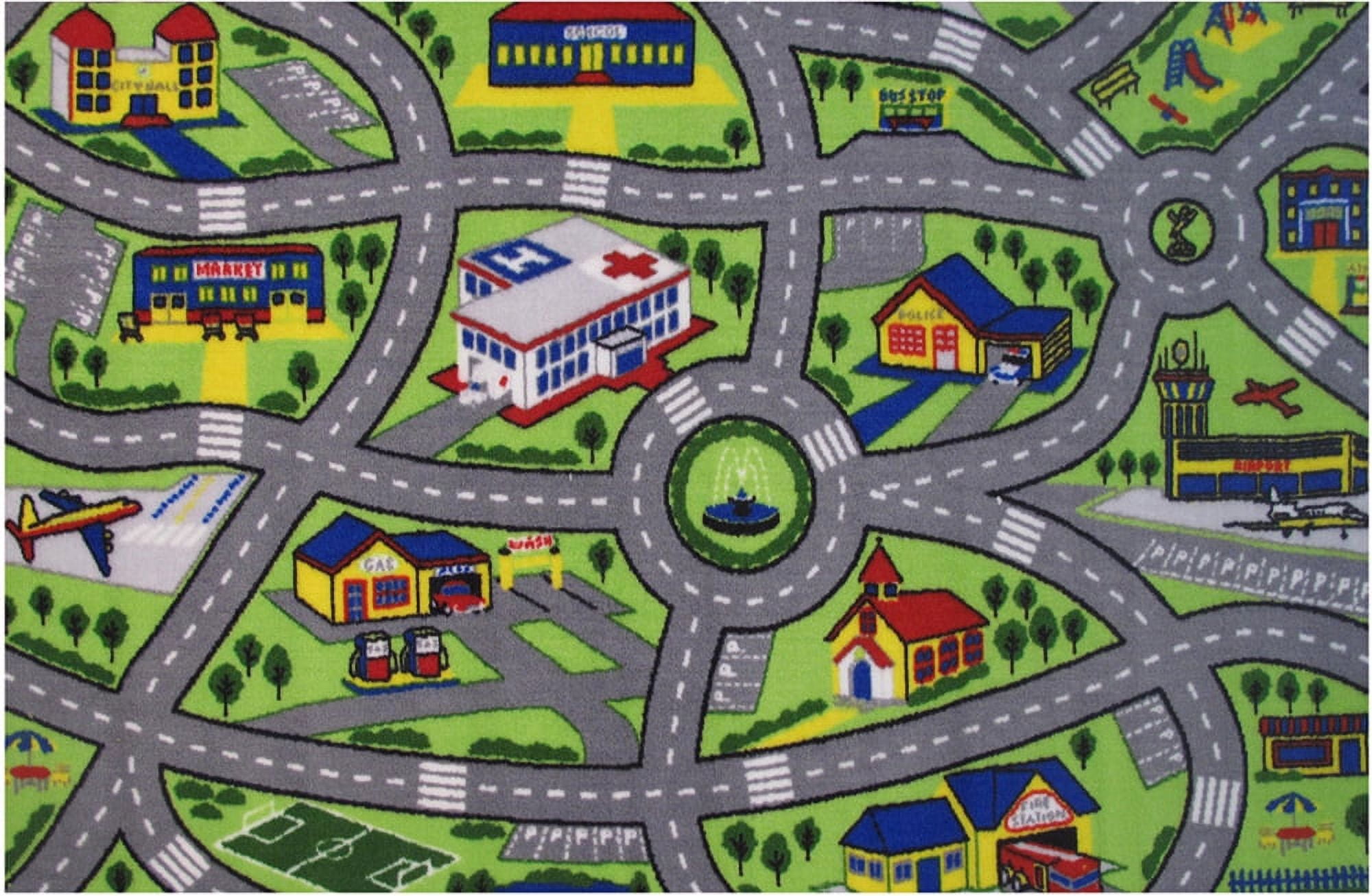 Fun Rugs Fun Time Driving Fun Area Rug Multi-Color Roads Map Rectangle ...