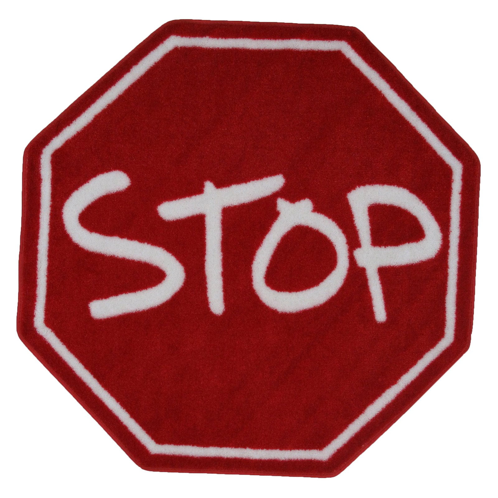 Fun Time Shape Nylon 39" Round Stop Sign Area Rug in Multi-Color ...