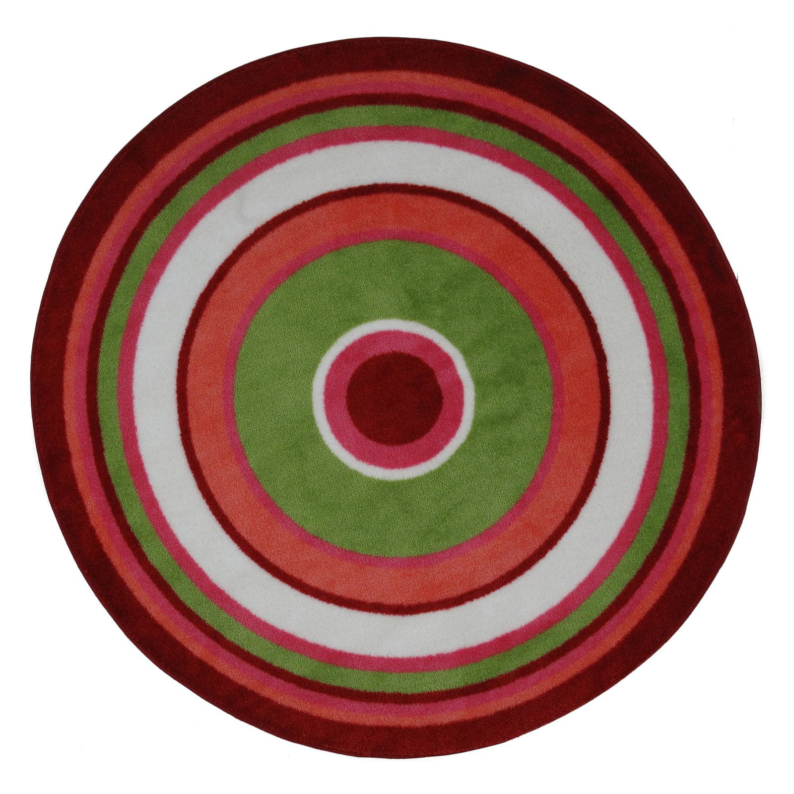 Fun Time Shape Nylon 51" Round Concentric 3 Area Rug in Multi-Color ...