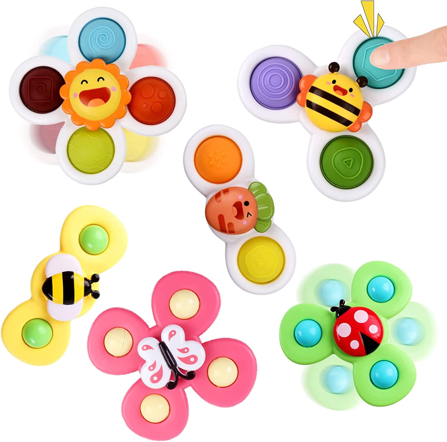 Fun and Safe Suction Cup Spinner Toy for Baby - 6 Cute Cartoon Shapes ...