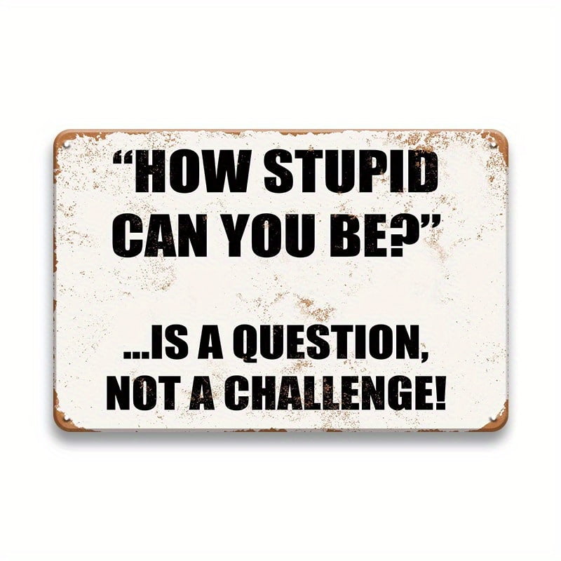 Fun Sentence Aluminum Sign - How Stupid Can You Be? is a Question, not ...