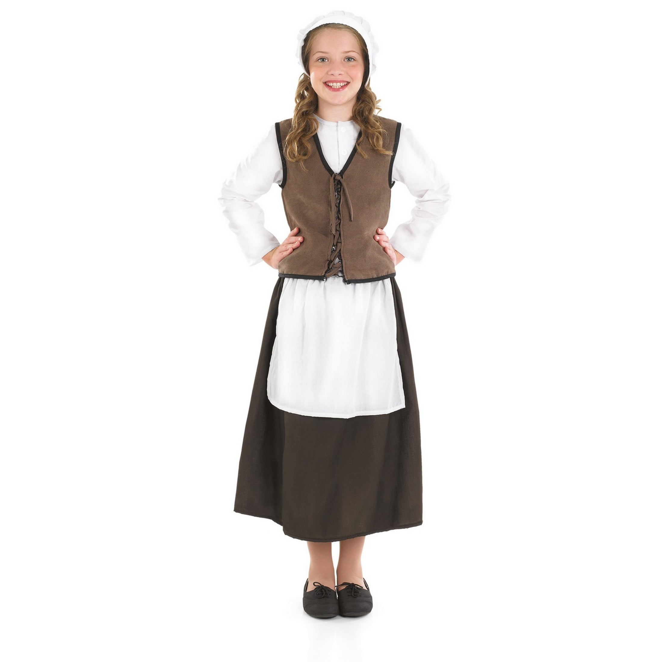 Fun Shack Kids Tudor Girl Costume Kids Peasant Kitchen Maid Fancy Dress ...