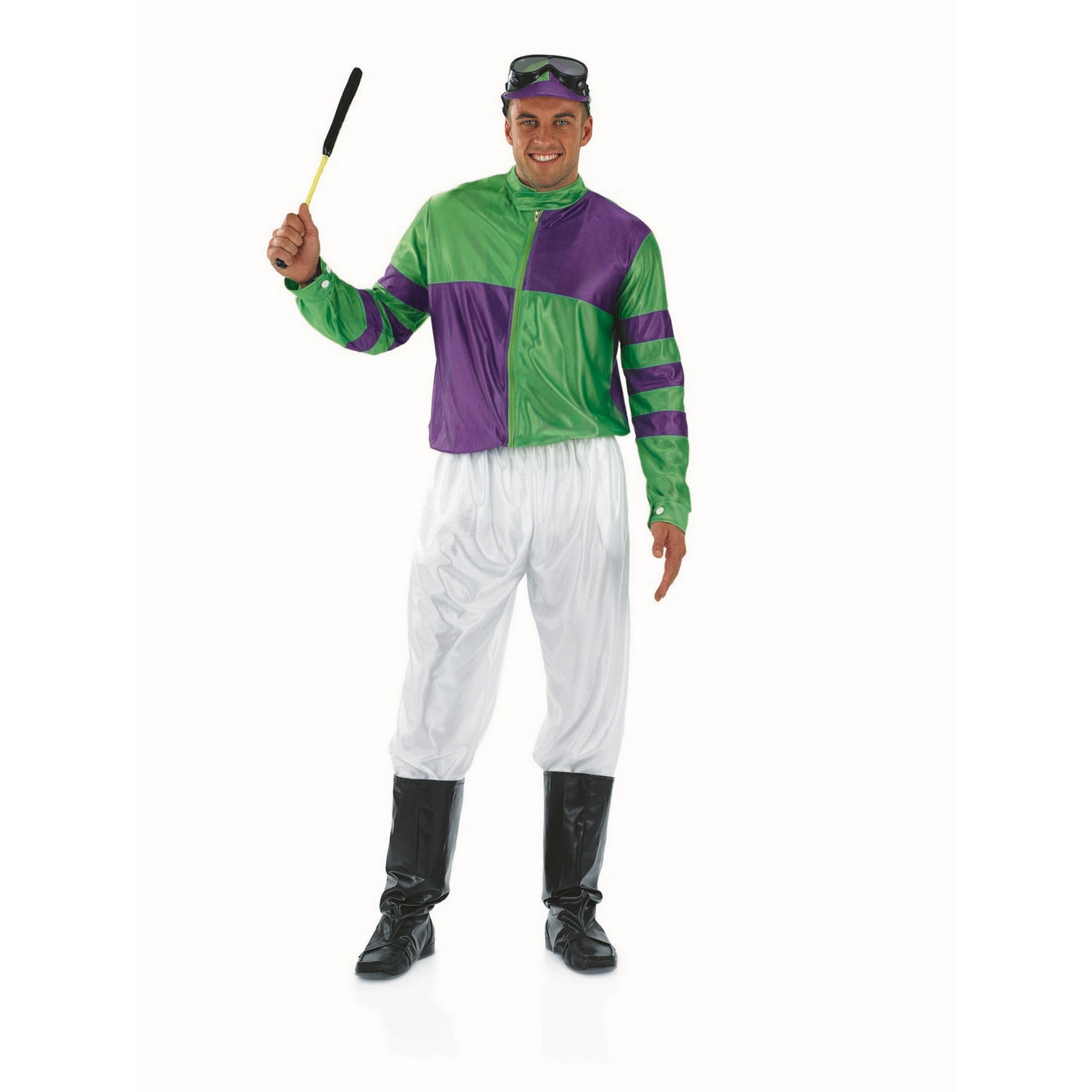 Fun Shack Adult Jockey Costume - Green & Purple, Horse Racing Outfit ...