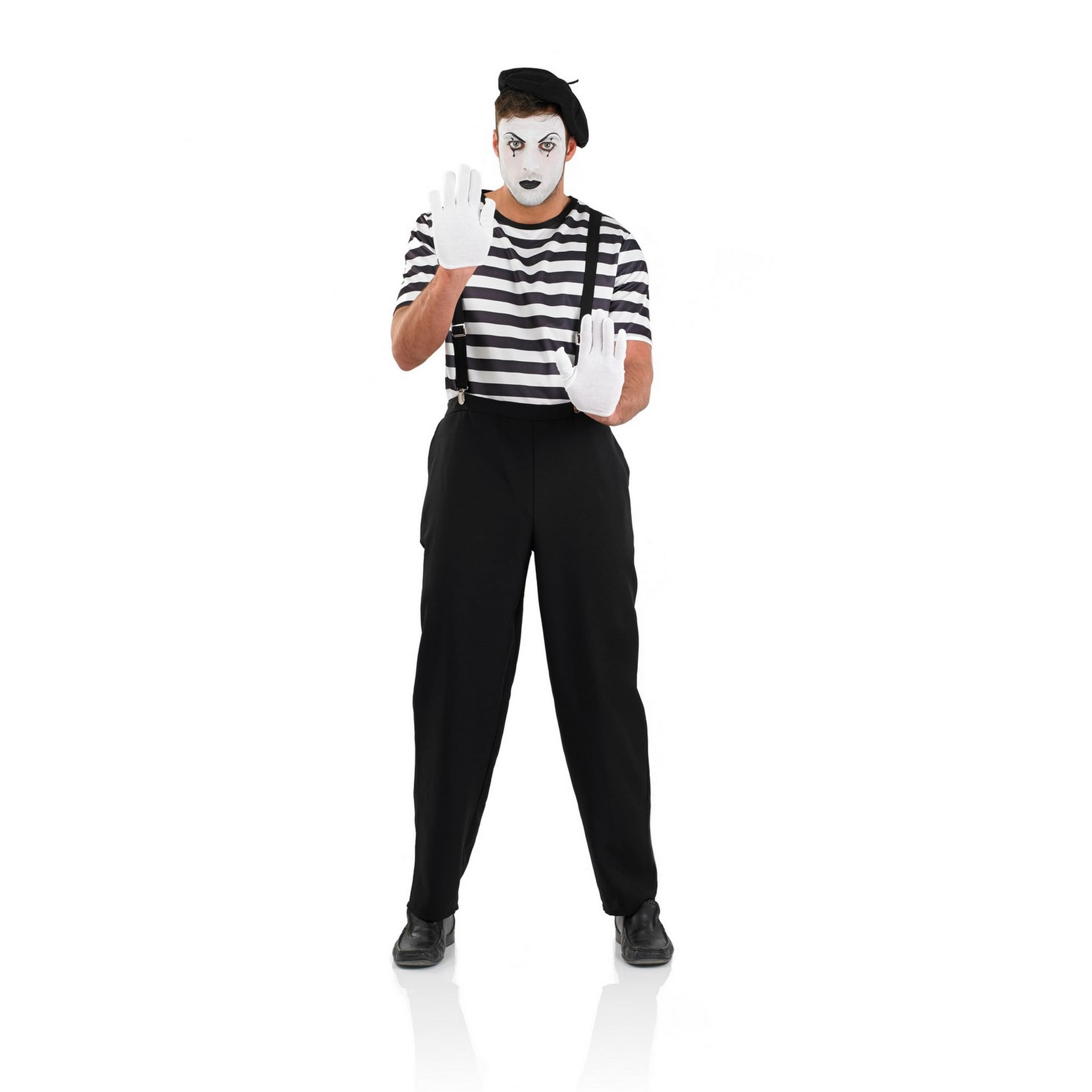 Fun Shack Mens Mime Artist Costume Braces Adult French Circus Carnival ...