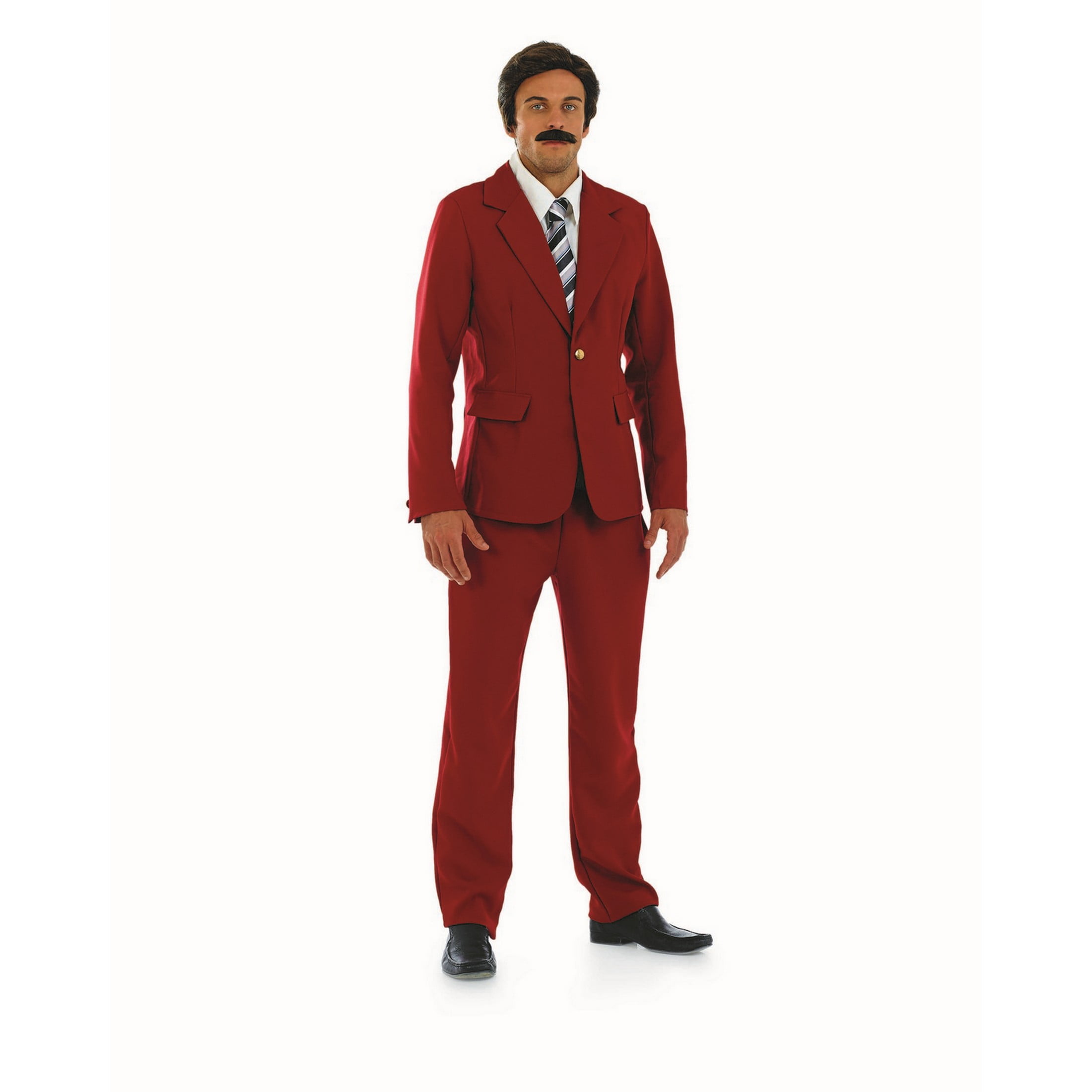 Fun Shack Mens Newsreader Costume Adult Burgundy Suit 70s TV Movie ...