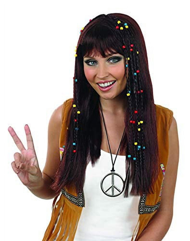 Fun Shack Womens Long Brown Braided Hippie Wig Adult 70s Costume ...