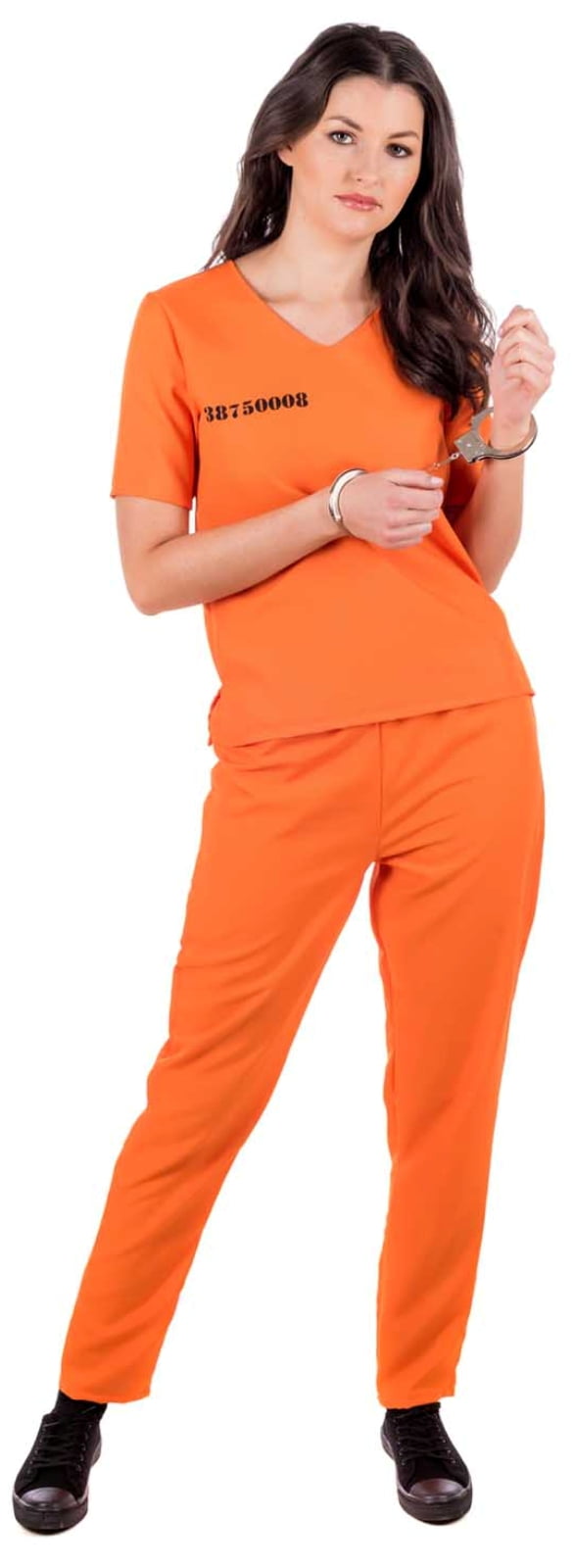Fun Shack Women's Orange Prisoner Costume with Handcuffs, Ladies Inmate ...