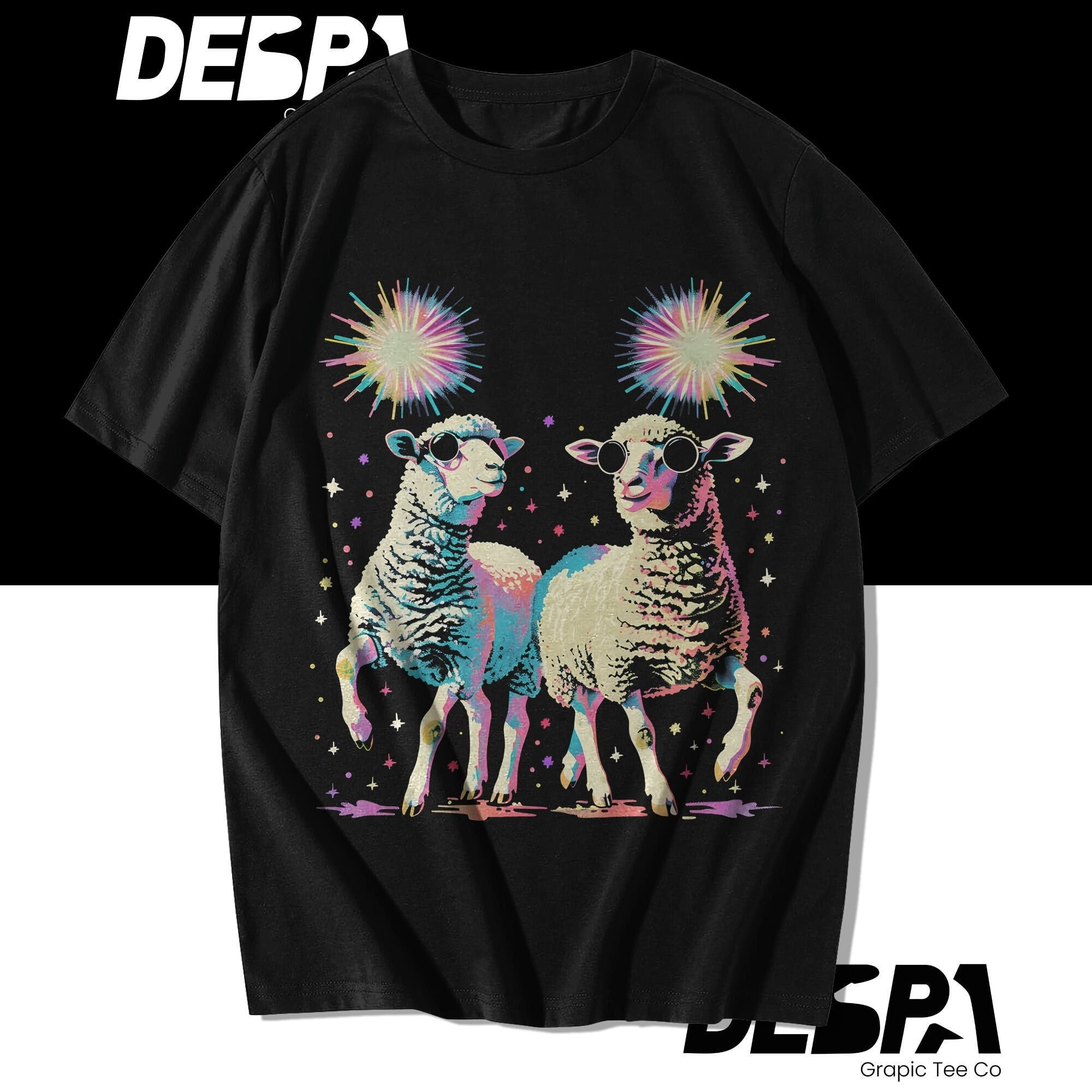 Fun Sheep Disco Party T-Shirt: Unique Animal Graphic Tee - Walmart.com