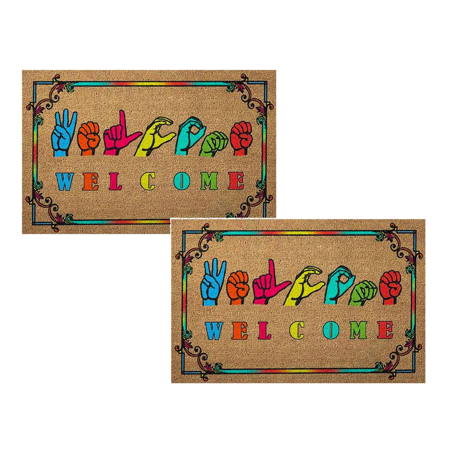 Fun Sign Language Gesture Floor Mat Welcome Door Mat Polyester Door Mat ...