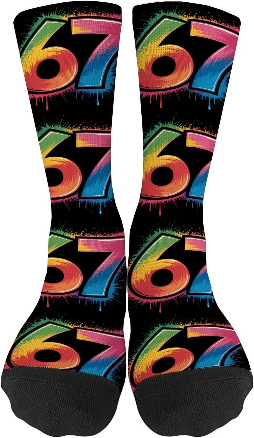 Fun Six Seven 6 7 Meme Design Socks – Unisex Funny Novelty Crew Socks ...