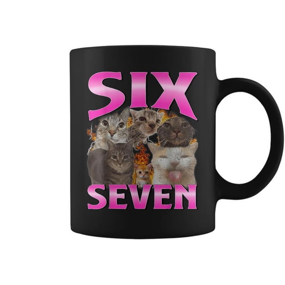 Fun Six Seven 6 7 Meme Number Cat Meme Alpha Slang Coffee Mu - Walmart.com